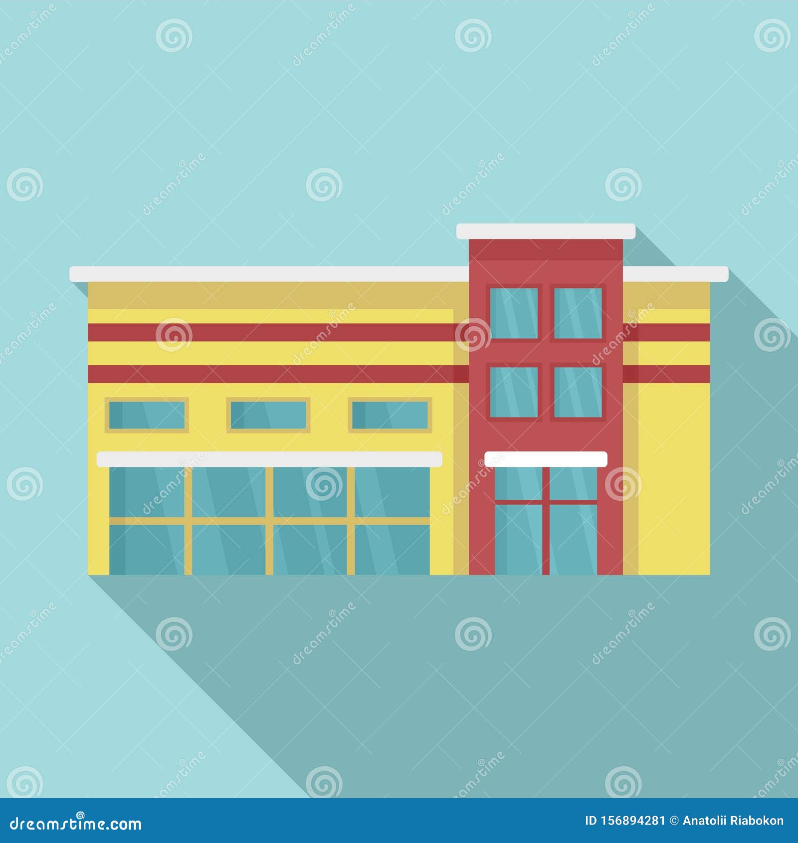 Icono Comercial De Centro Comercial, Estilo Plano Ilustración del ...