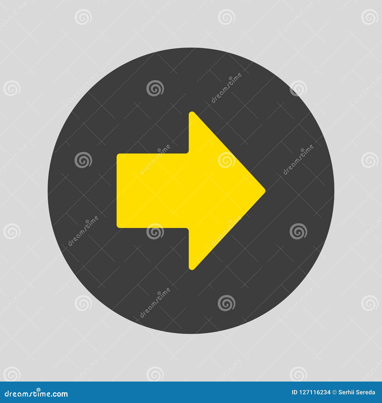 Icono Correcto De La Flecha En Fondo Gris Stock de ilustración ...