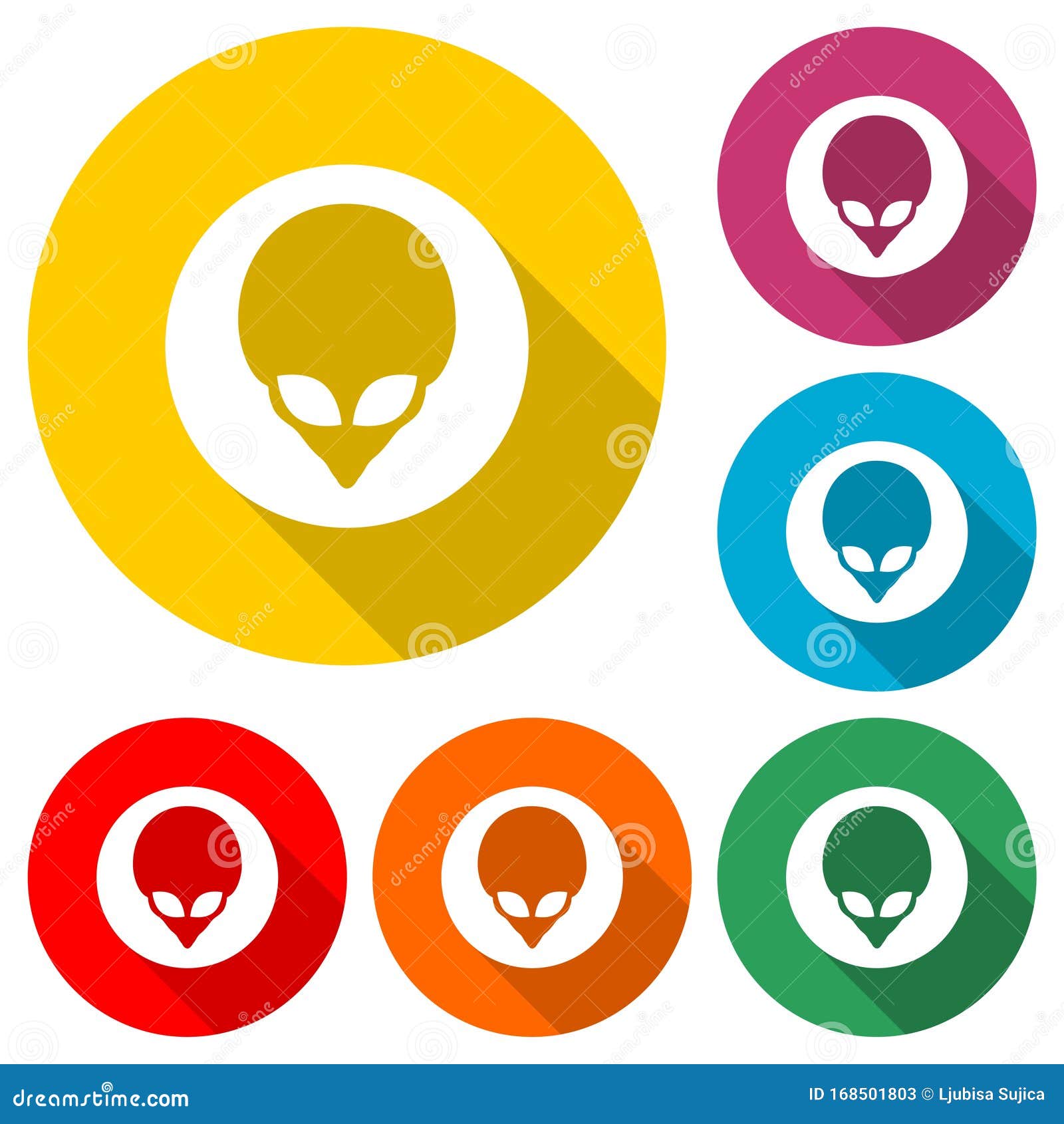 Icono De Alien Aislado Con Una Sombra Larga Ilustración del Vector ...