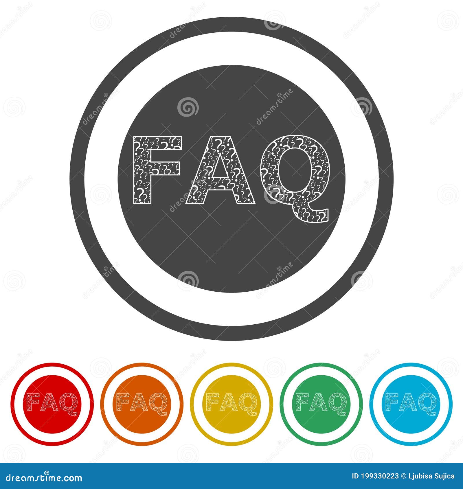 Icono De Anillo De Signos De FAQ, Conjunto De Colores Ilustración del ...