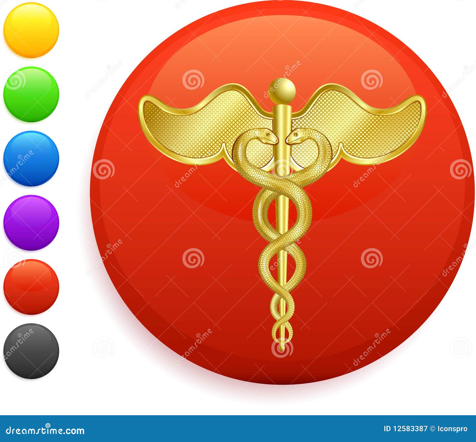 Icono De Cadeceus En El Botón Redondo Del Internet Stock de ilustración ...