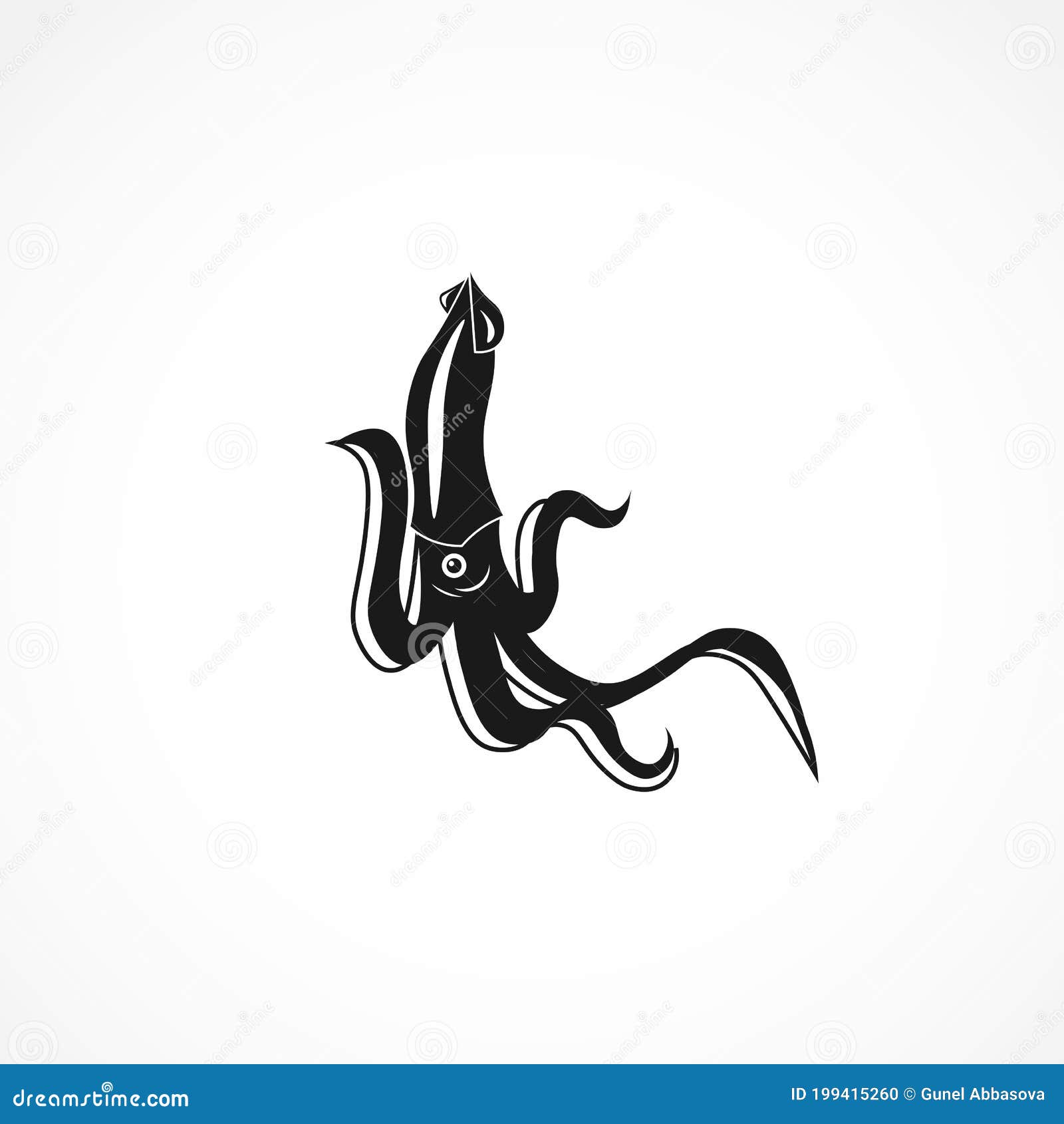 Icono De Calamar Aislado En Blanco Ilustración del Vector - Ilustración ...