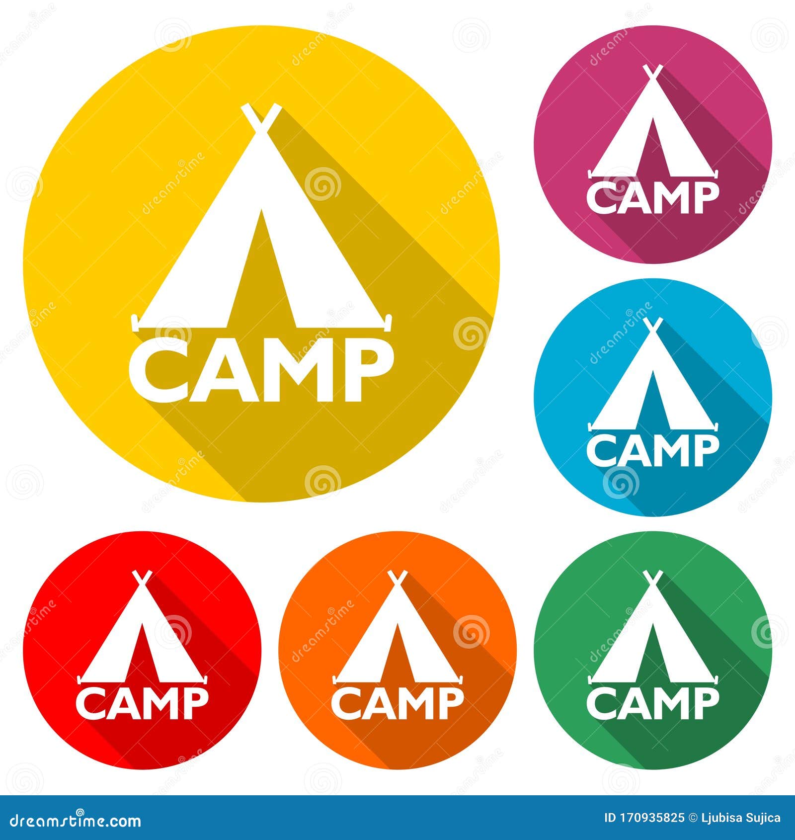 Icono De Campamento Con Sombra Larga Ilustración del Vector ...