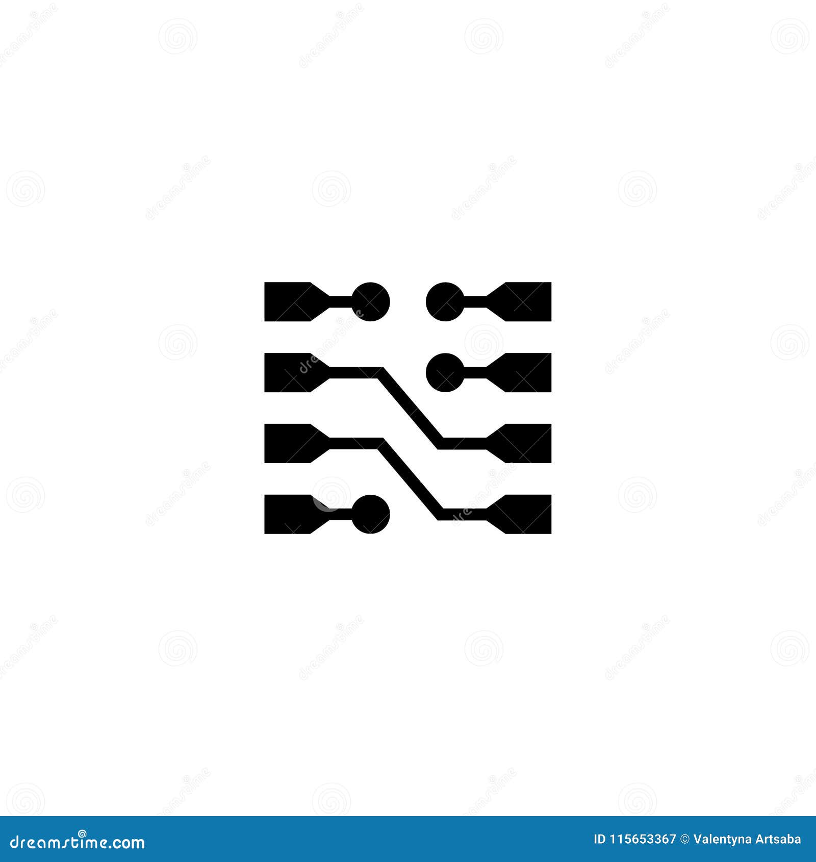 Icono De Chip Circuit Links Flat Vector Ilustración del Vector ...