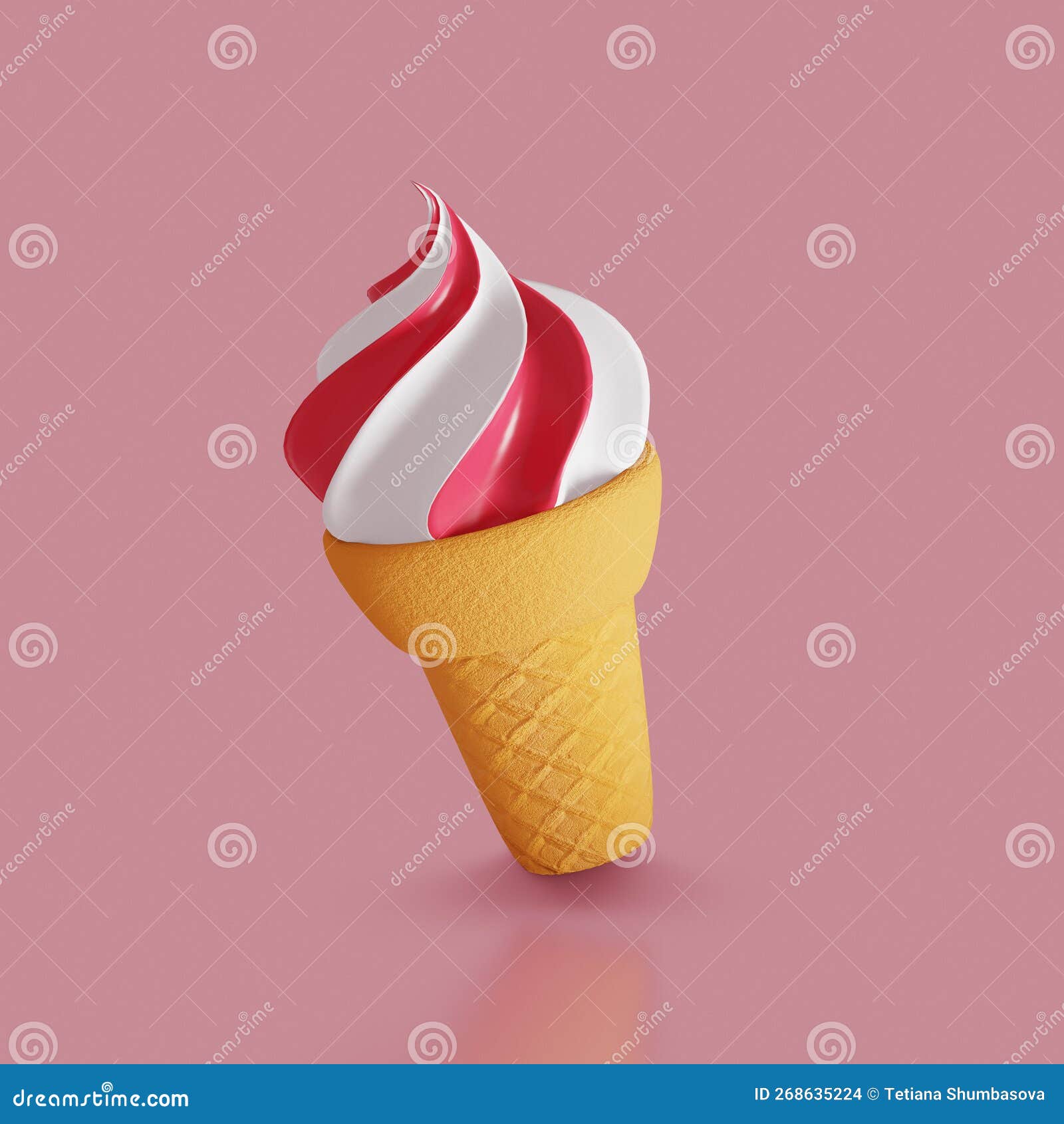 Icono De Comida Dulce. Helado De Vainilla Con Rencor De 3 D De Fruta ...