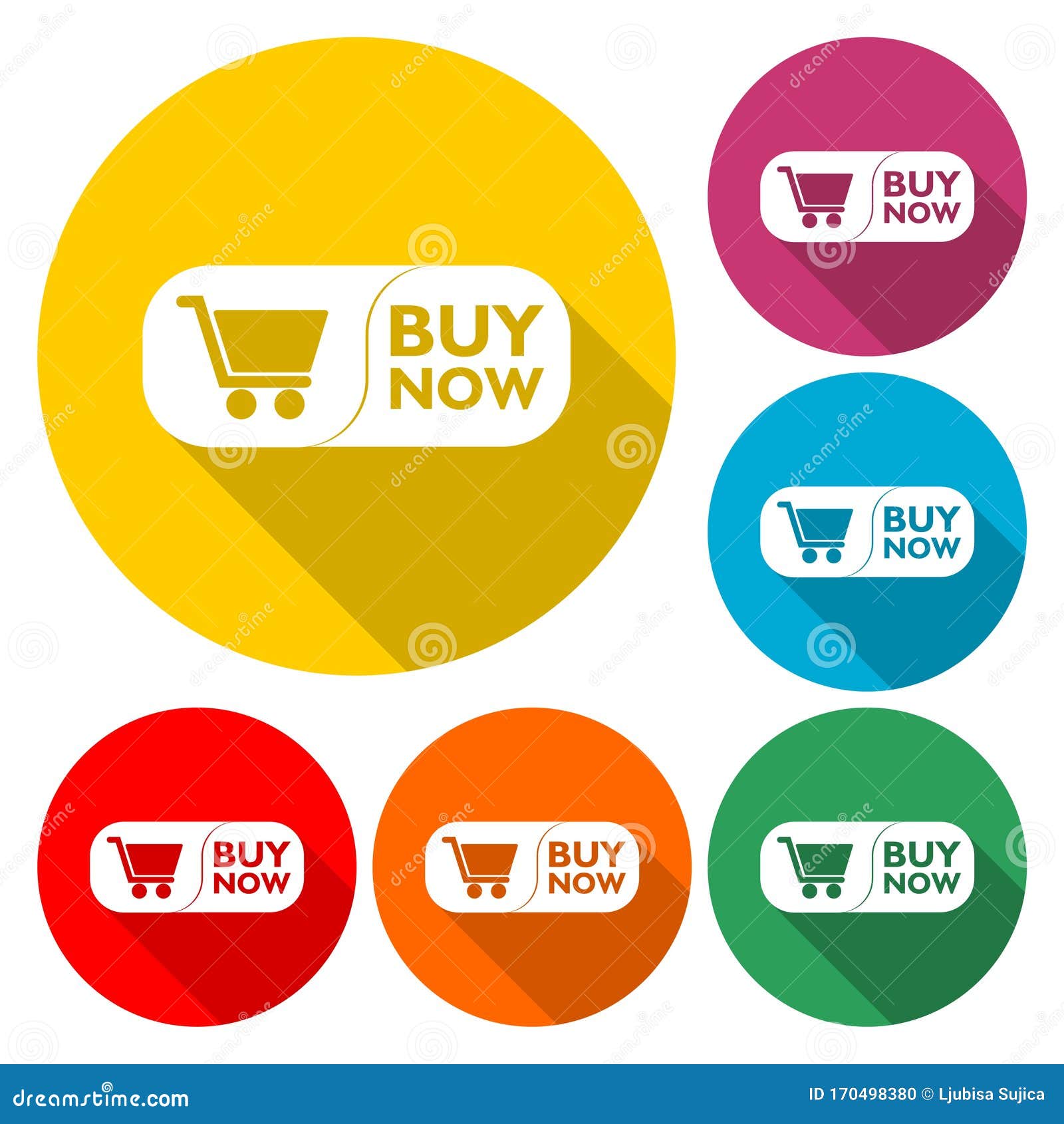 Icono De Comprar Ahora Con Sombra Larga Ilustración del Vector ...