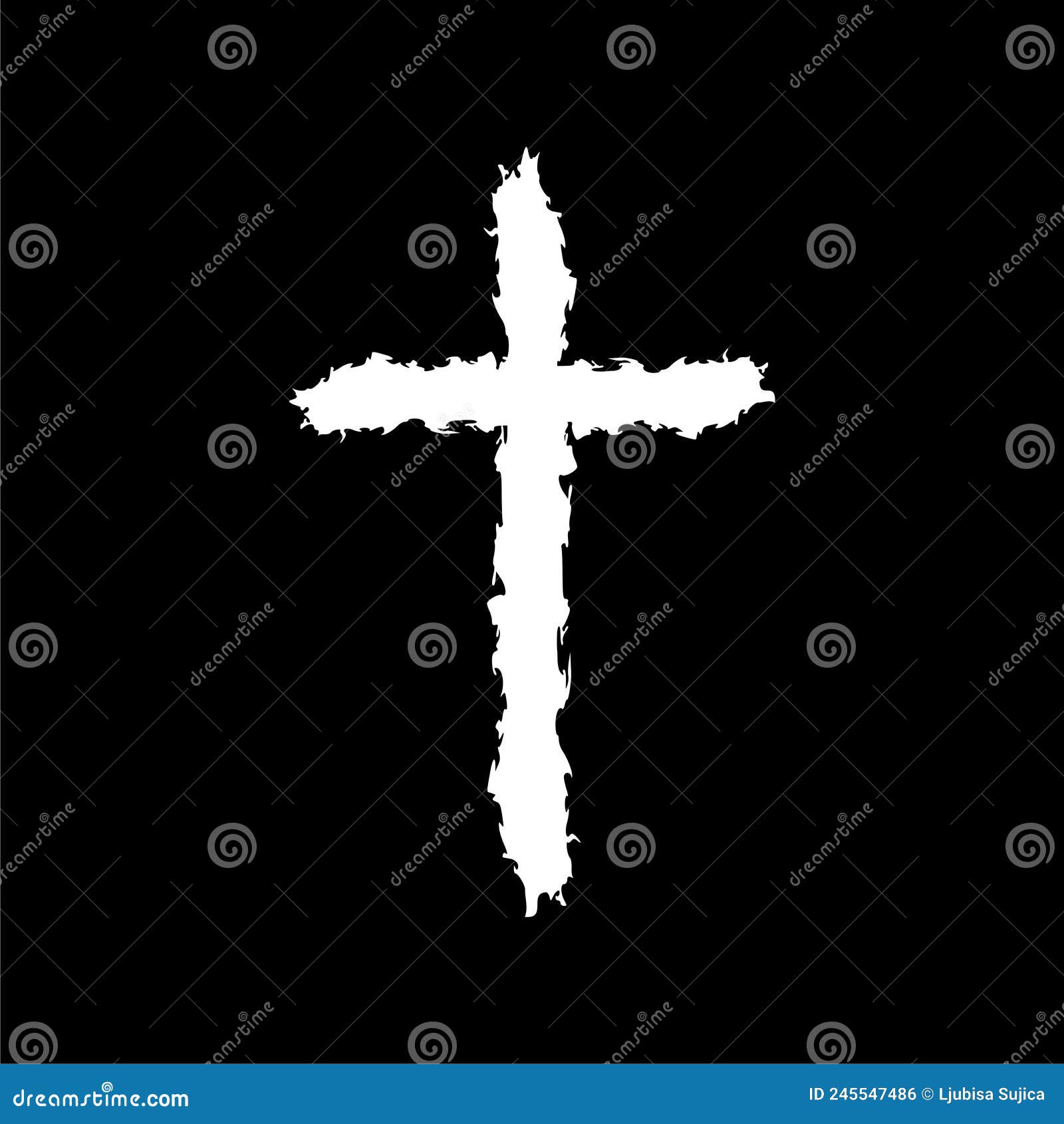 Icono De Cruz Cristiana Gris Aislado En Fondo Oscuro Ilustración Del