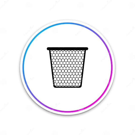 Icono De Cubo De Basura Aislado En Fondo Blanco Botón Blanco Circular