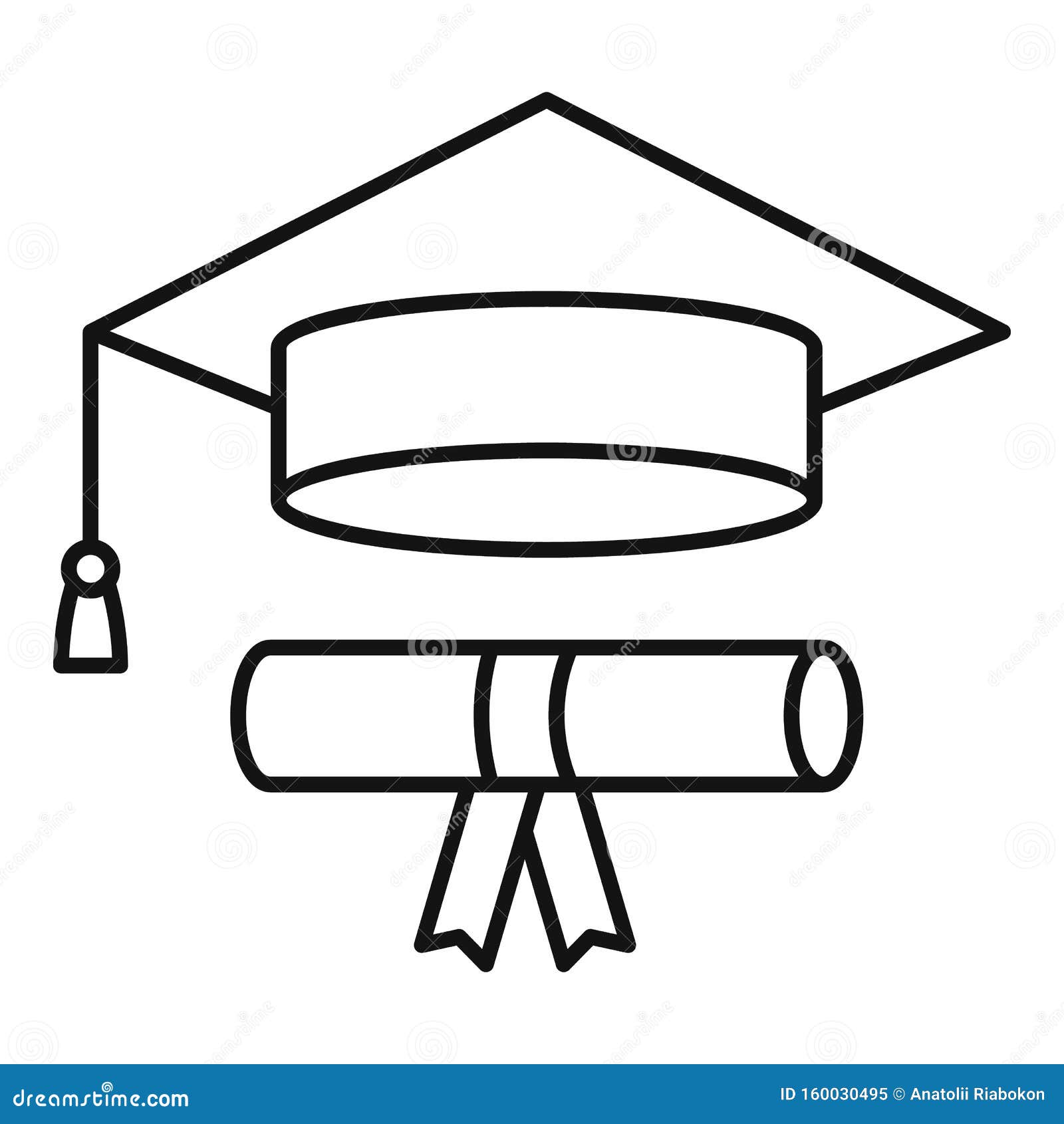 Icono De Diploma Graduado, Estilo De Esquema Ilustración del Vector ...