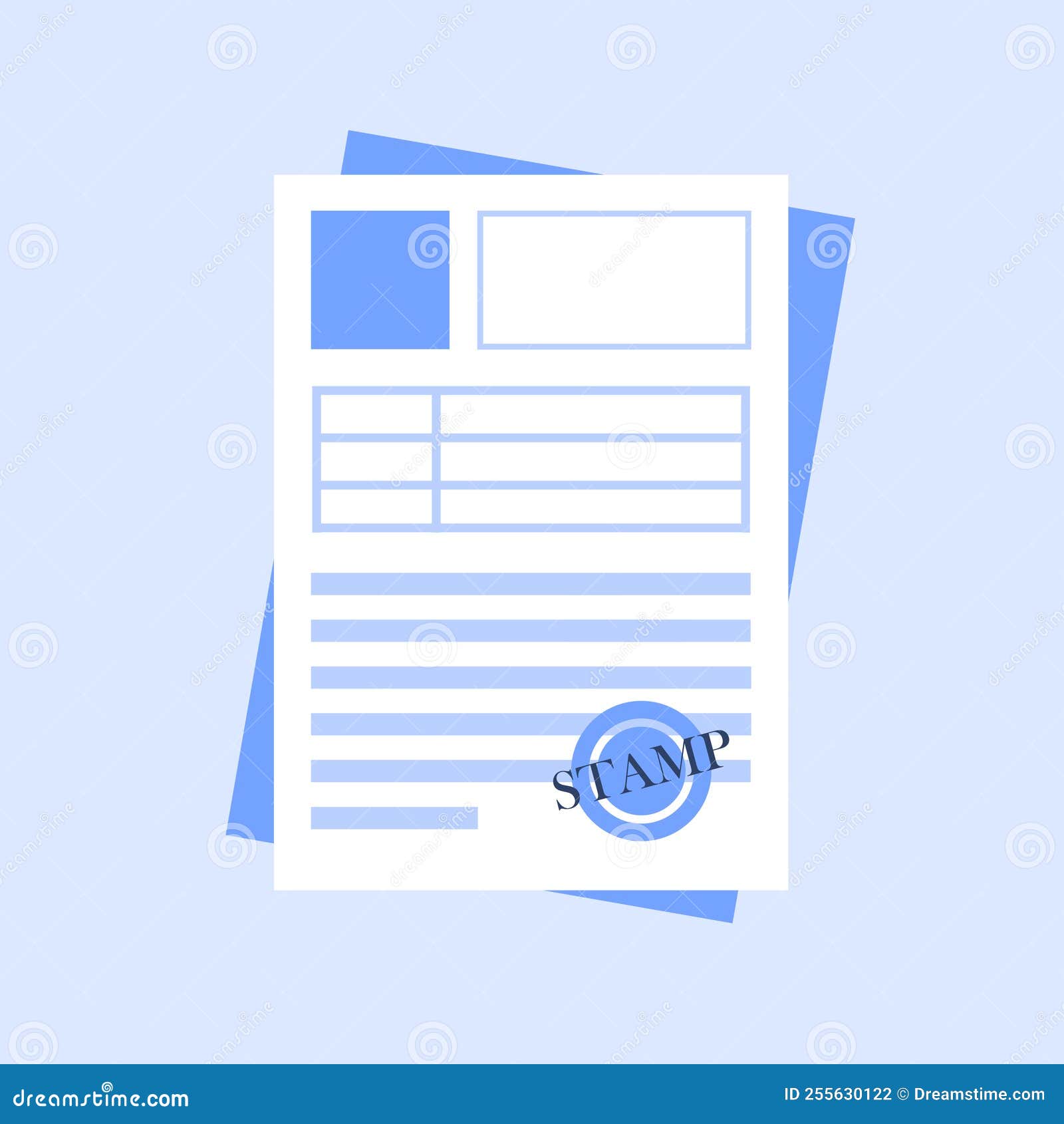 Icono De Documento Con Sello En Azul. Ilustración del Vector ...