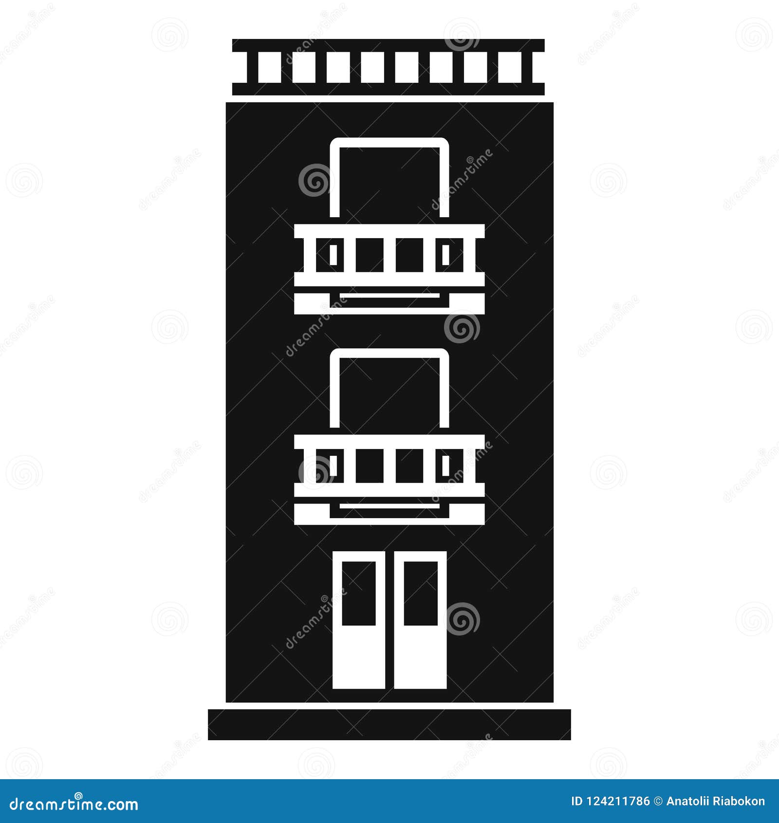 Icono De Dos Pisos De La Casa, Estilo Simple Stock de ilustración ...