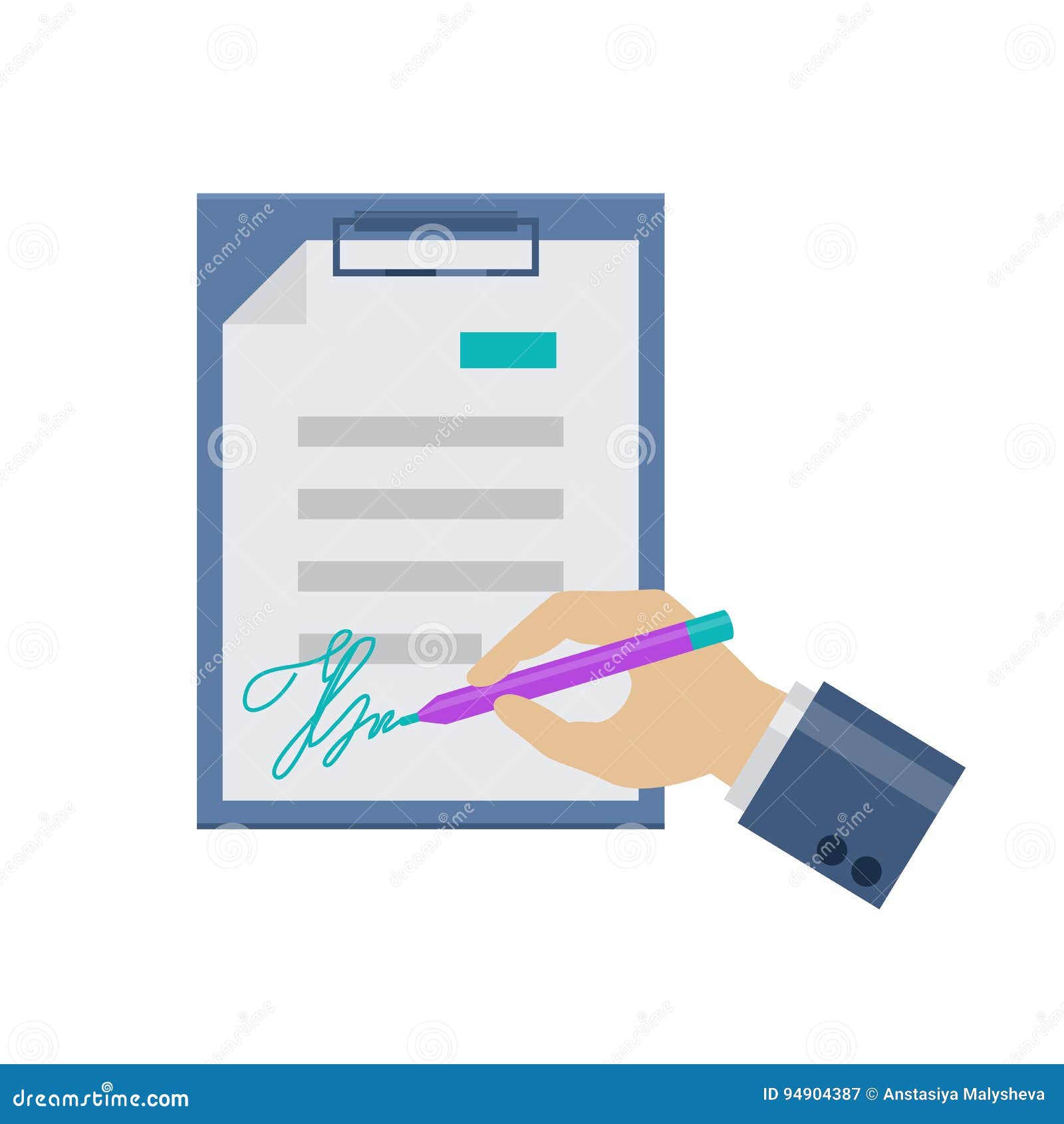 Icono De Firma Del Documento Plano Ilustración del Vector - Ilustración ...