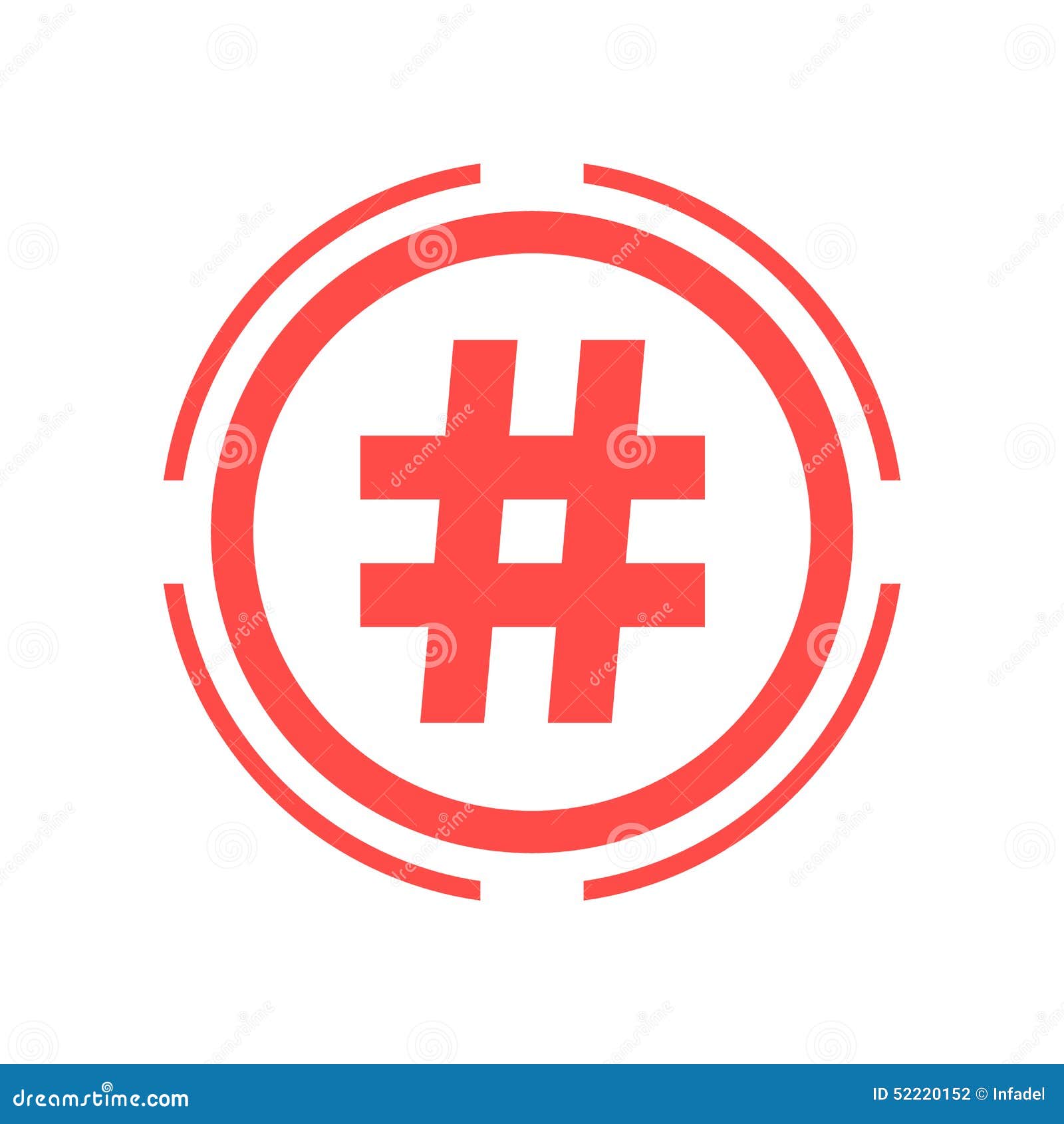 Icono De Hashtag En Círculo Doble Rojo Ilustración del Vector ...