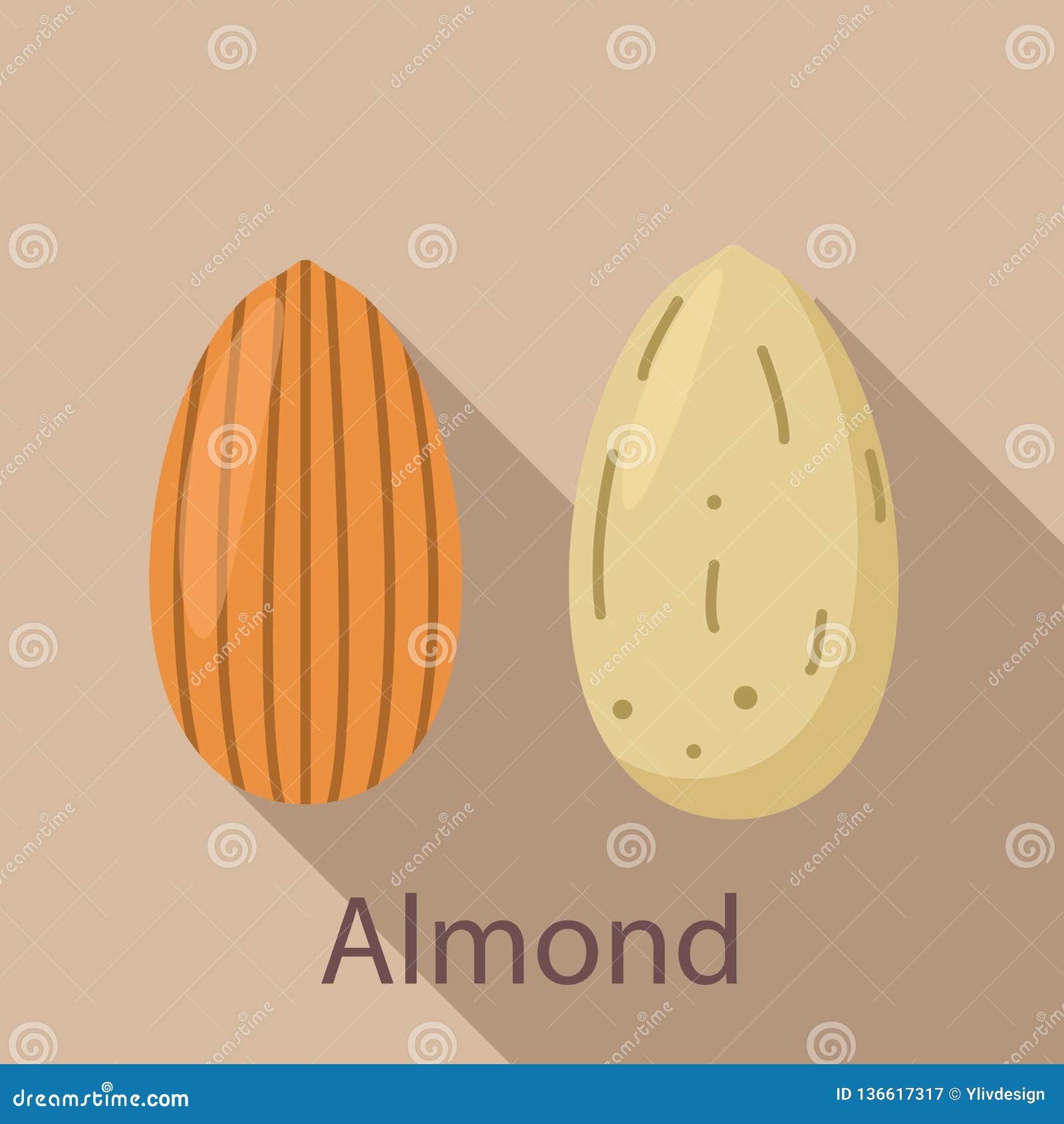 Icono De La Almendra, Estilo Plano Ilustración del Vector - Ilustración ...
