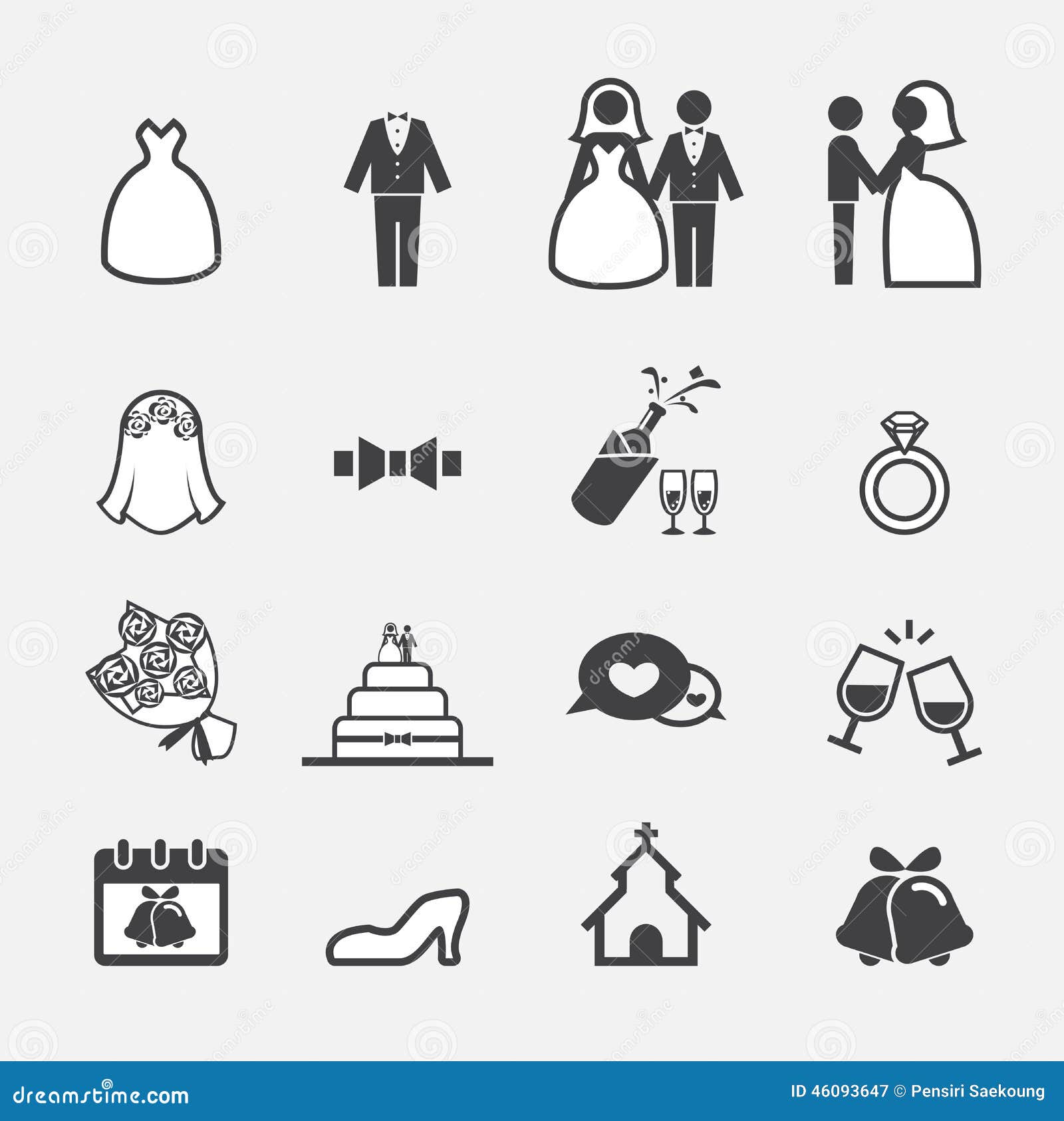 Icono de la boda ilustración del vector. Ilustración de arte - 46093647