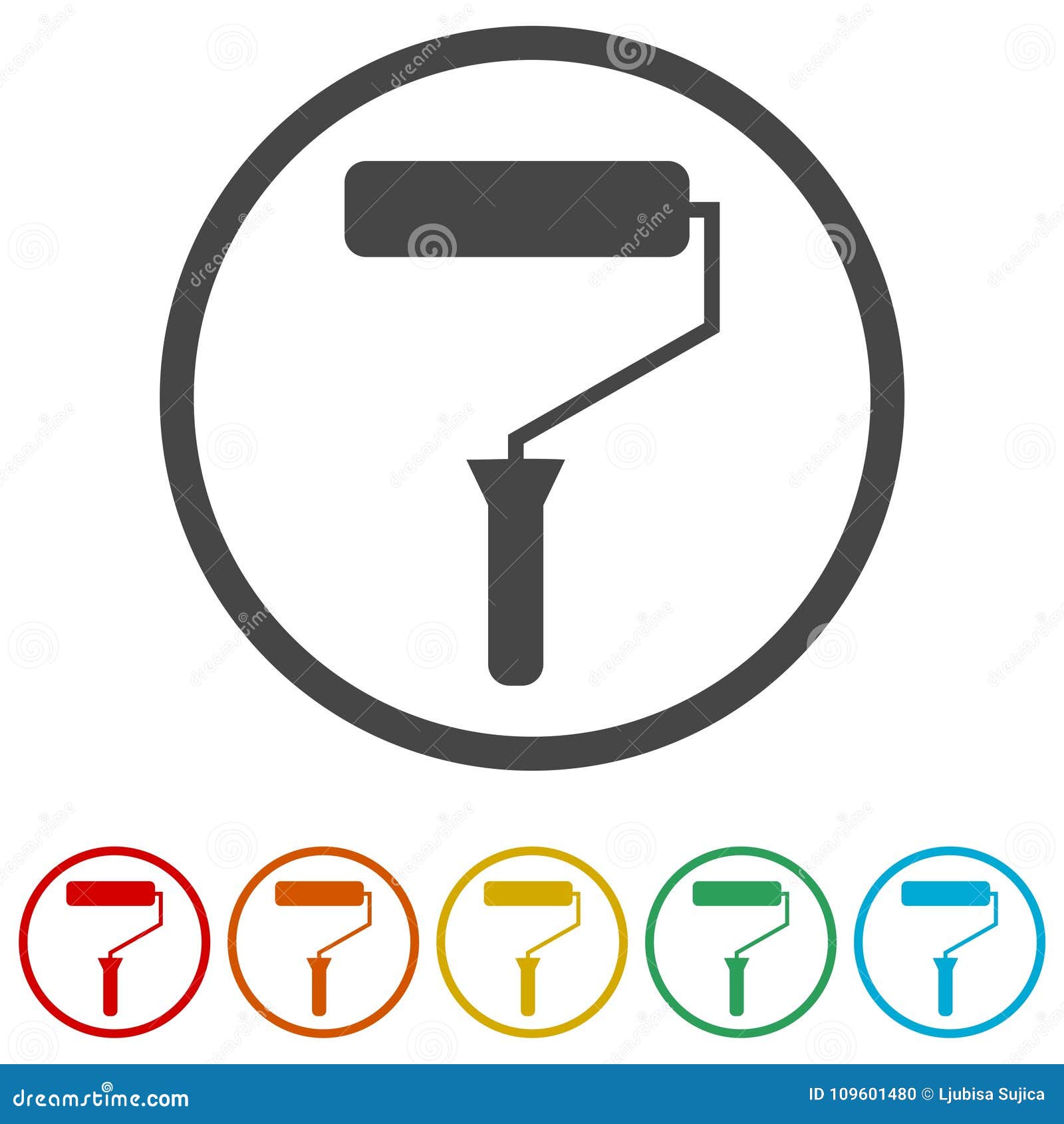 Icono De La Brocha, 6 Colores Incluidos Ilustración del Vector ...