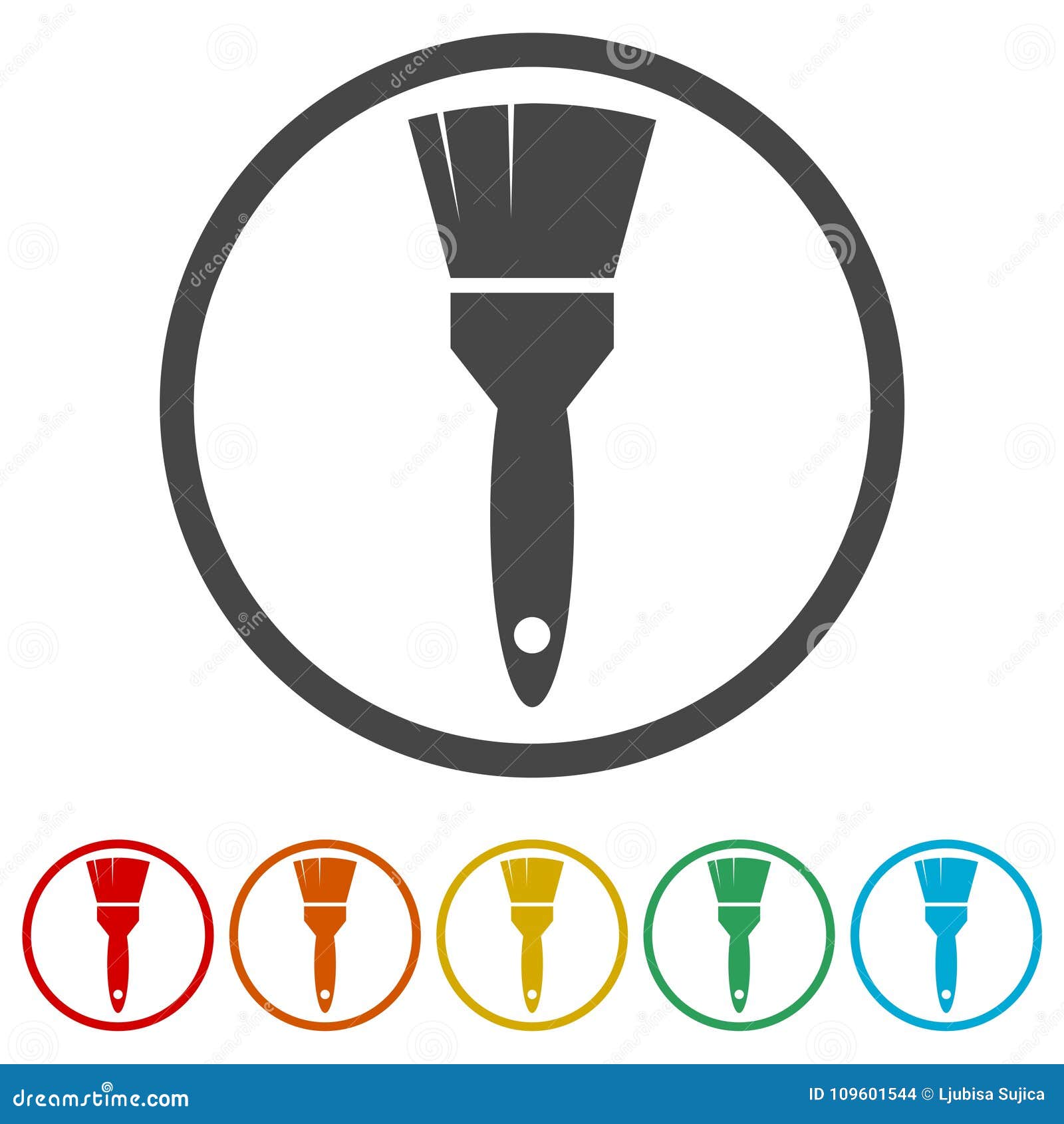 Icono De La Brocha, 6 Colores Incluidos Ilustración del Vector ...