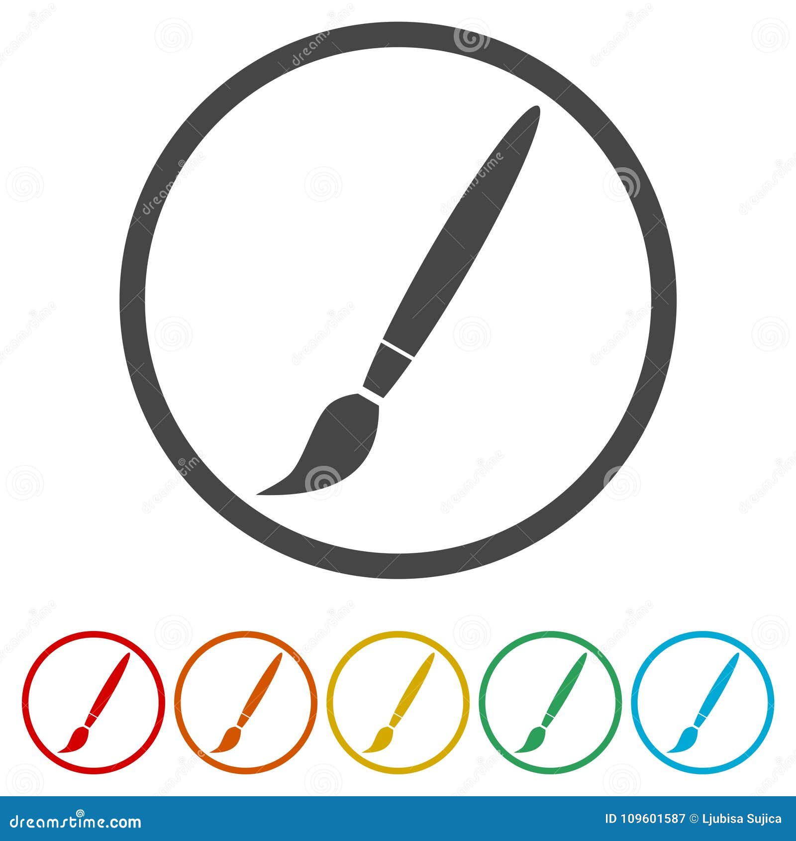 Icono De La Brocha, 6 Colores Incluidos Ilustración del Vector ...