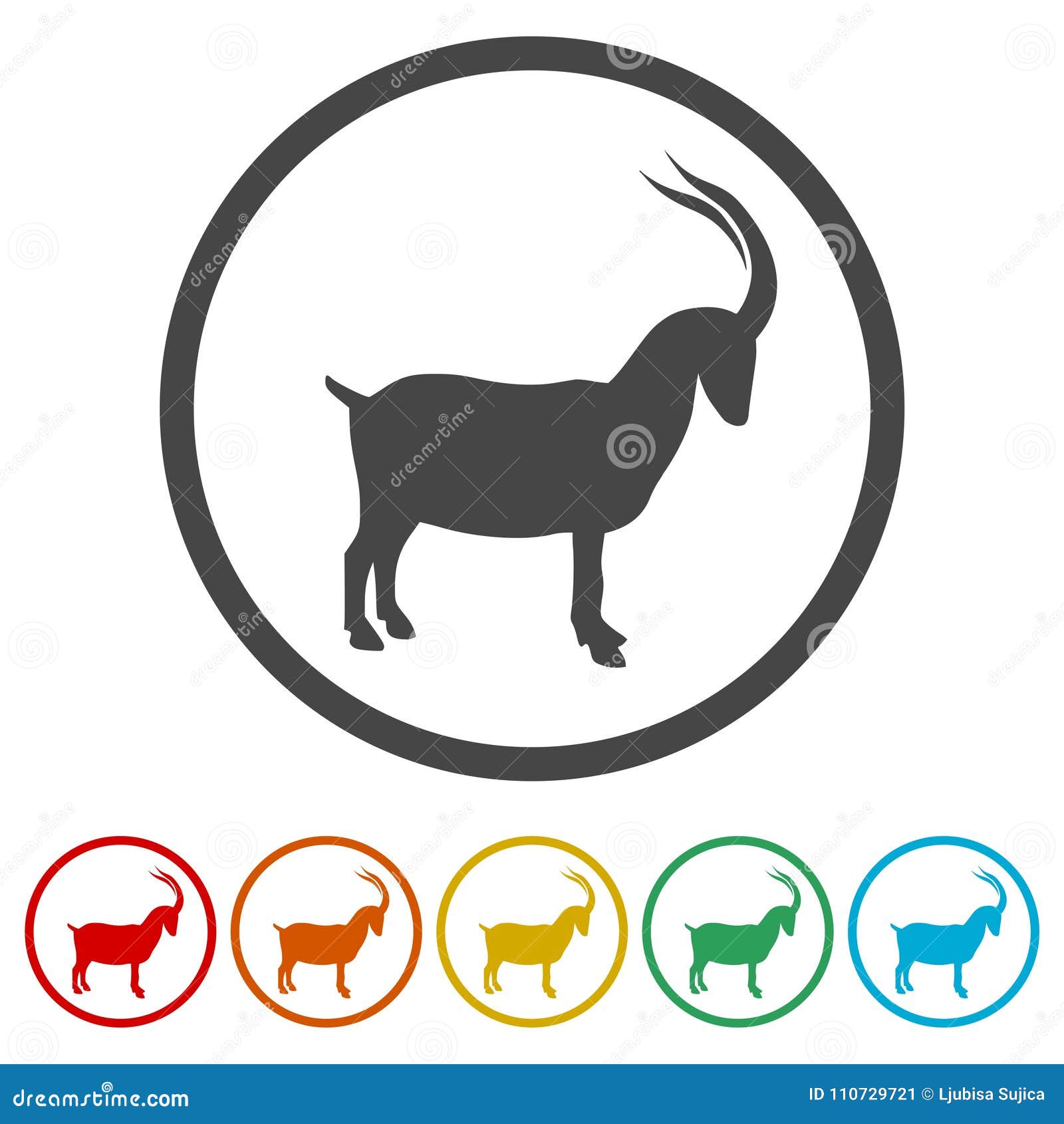 Icono De La Cabra, 6 Colores Incluidos Ilustración del Vector ...