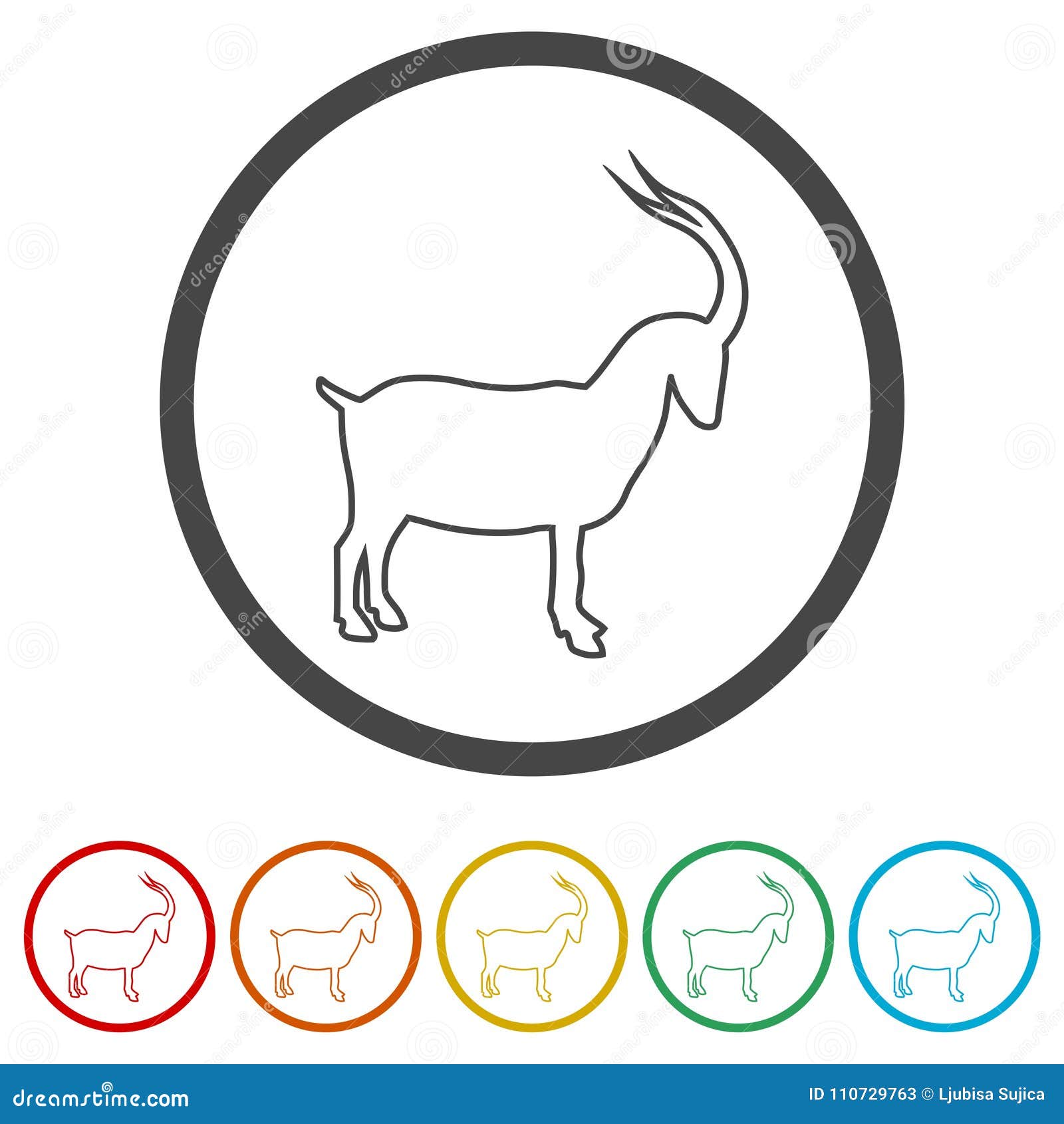 Icono De La Cabra, 6 Colores Incluidos Ilustración del Vector ...