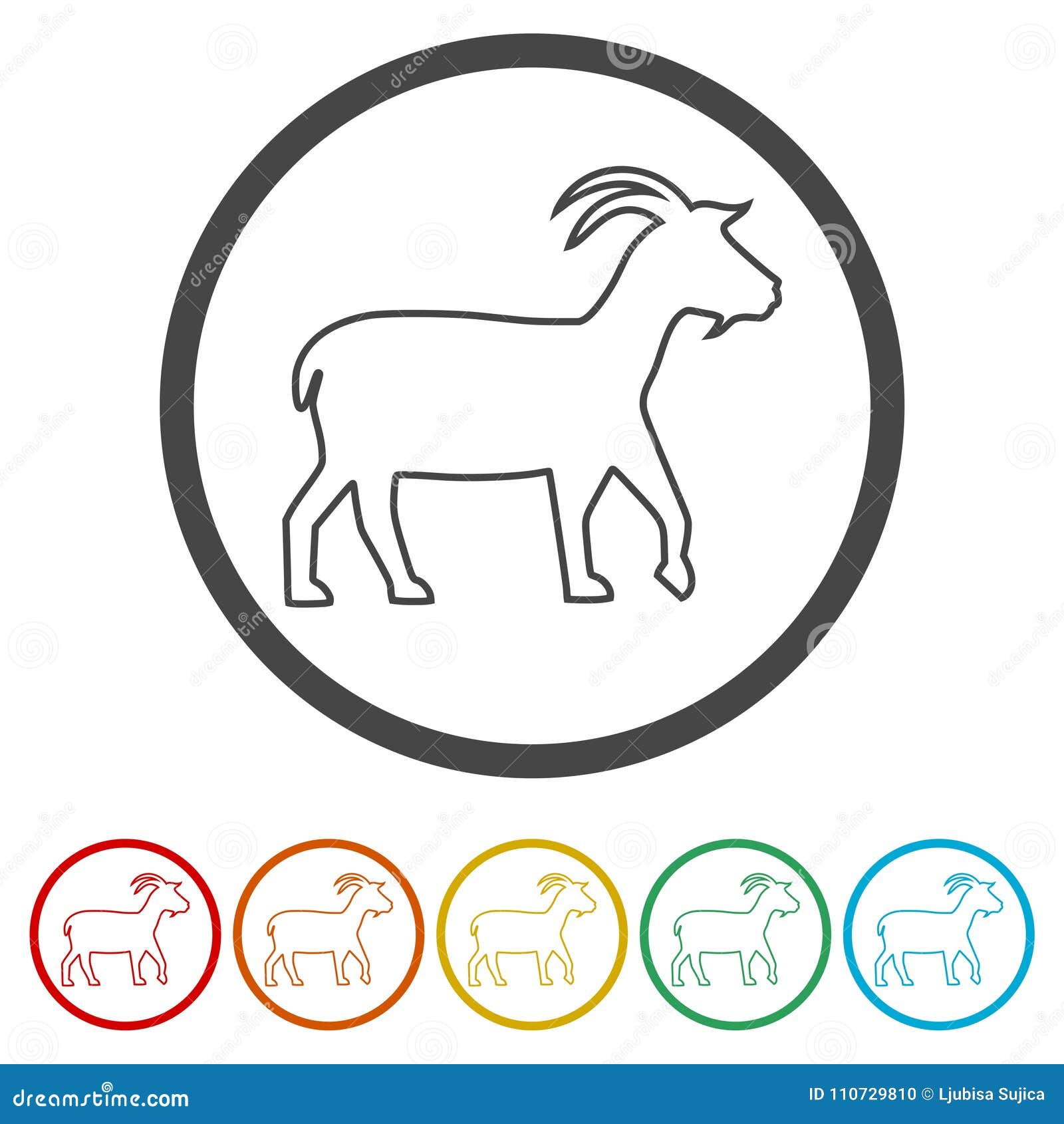 Icono De La Cabra, 6 Colores Incluidos Ilustración del Vector ...