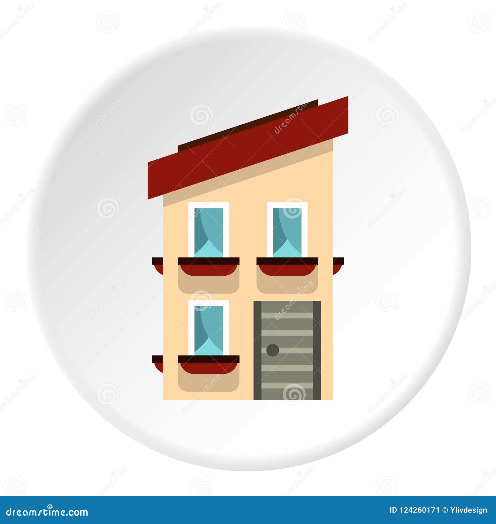 Icono De La Casa De Dos Pisos, Estilo Plano Stock de ilustración ...