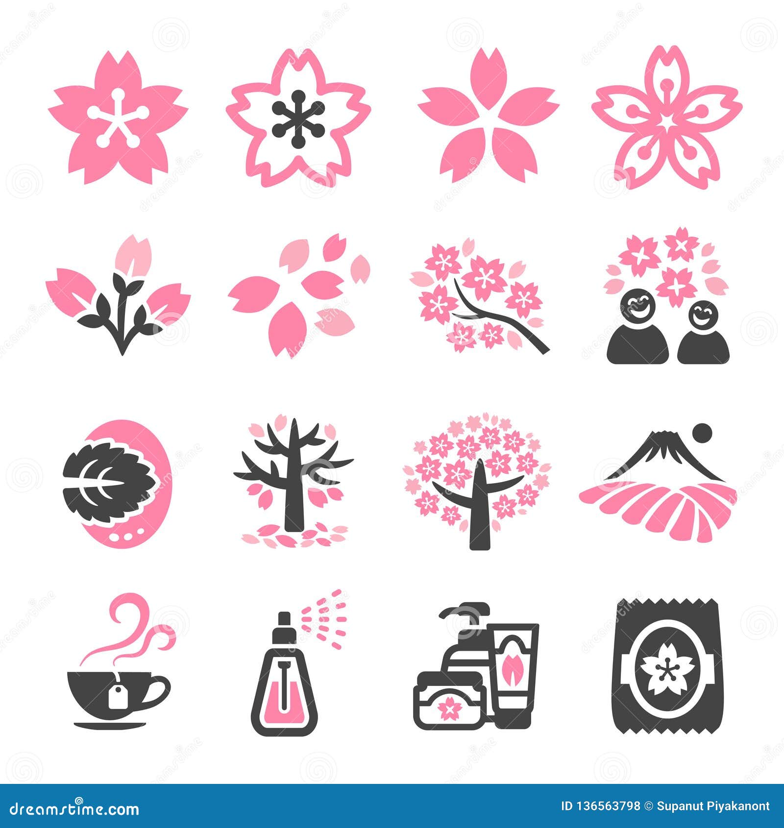 Icono de la flor de cerezo ilustración del vector. Ilustración de anual ...