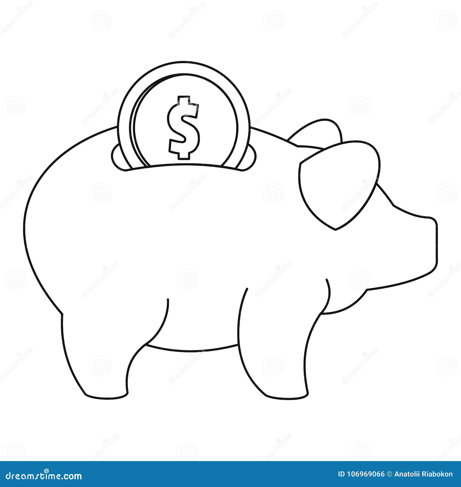 Icono De La Hucha, Estilo Del Esquema Ilustración del Vector ...