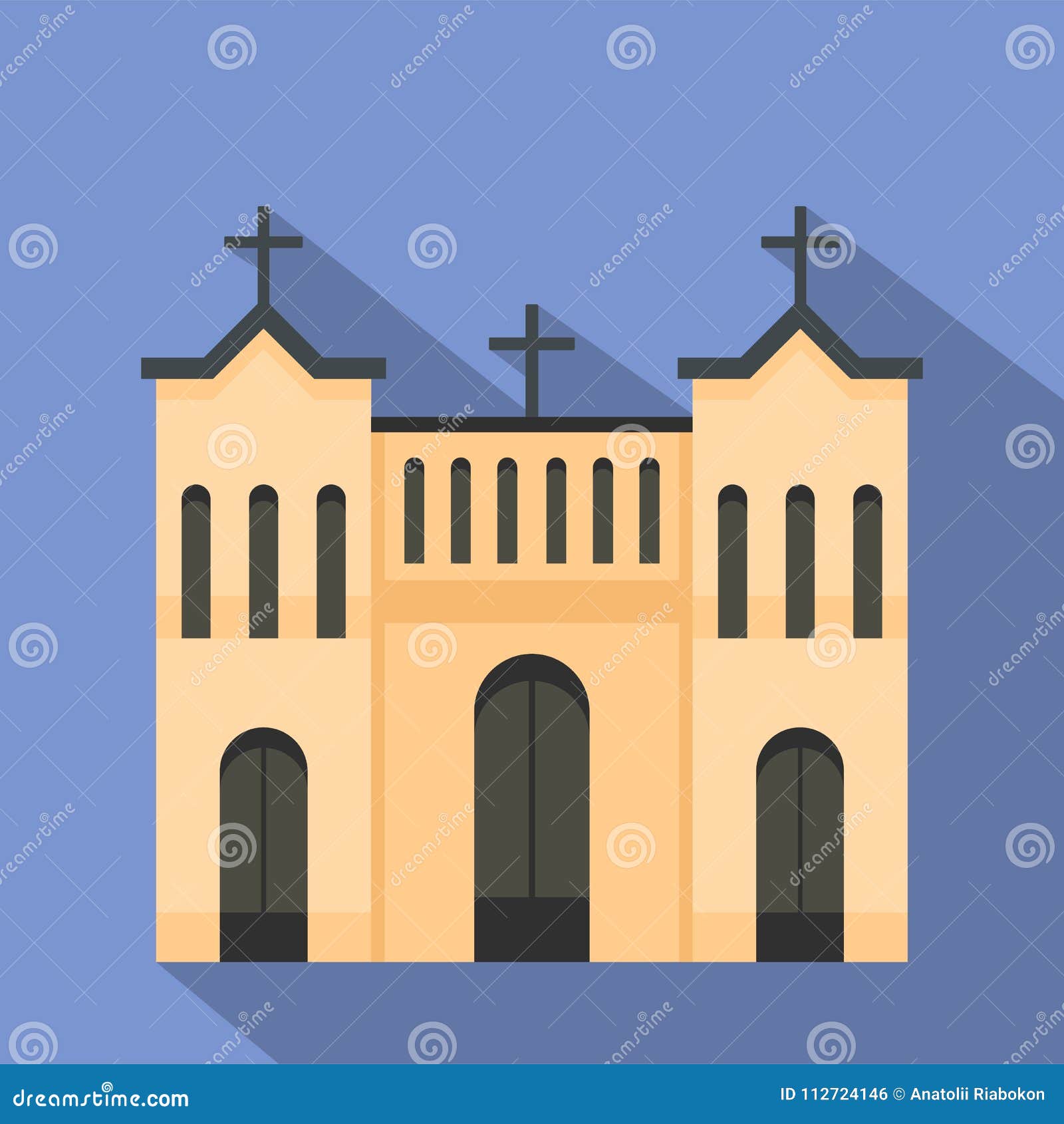 Icono De La Iglesia Protestante, Estilo Plano Ilustración del Vector ...