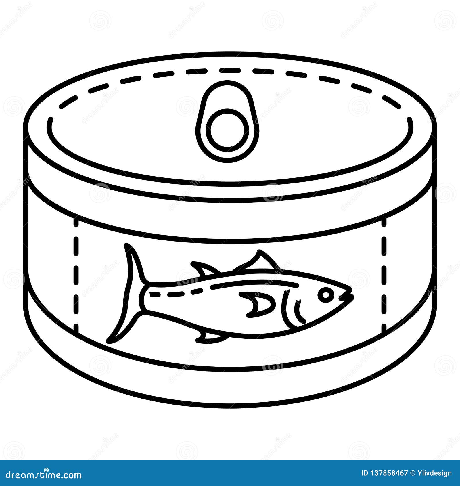 Icono De La Lata Del Atún, Estilo Del Esquema Ilustración del Vector ...