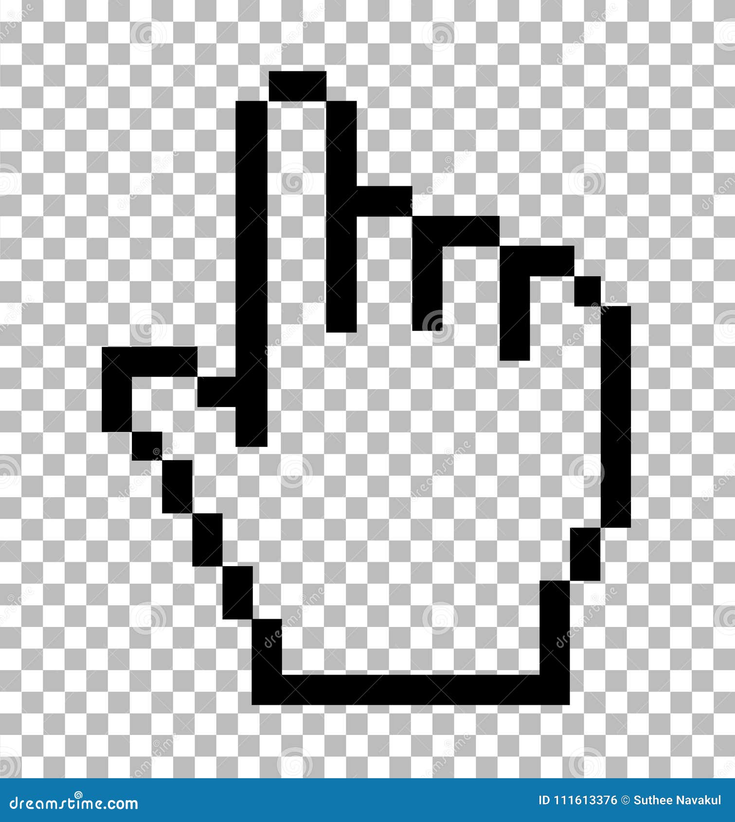 Icono De La Mano Del Pixel Transparente Estilo Plano Del Icono Del ...