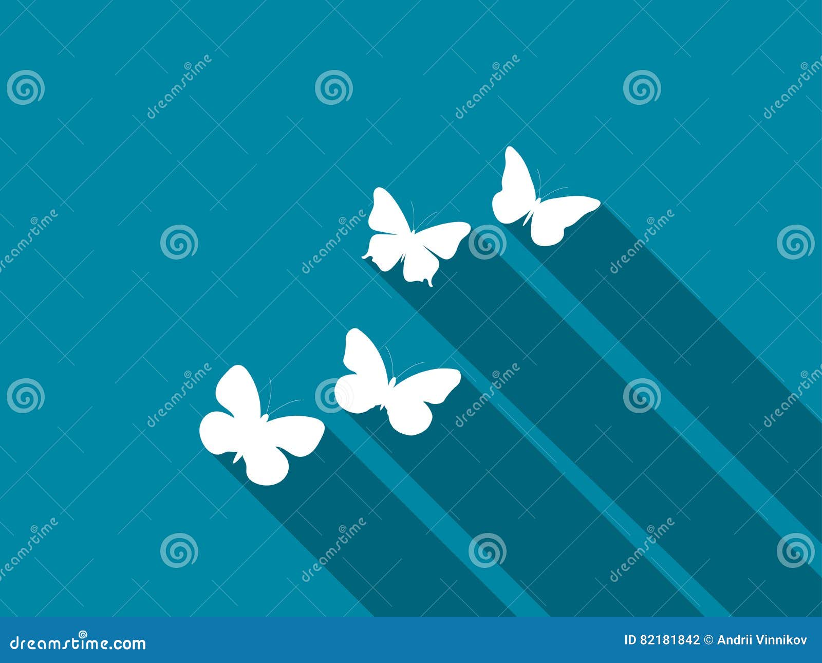Icono De La Mariposa Con La Sombra Larga Vector Ilustración del Vector ...