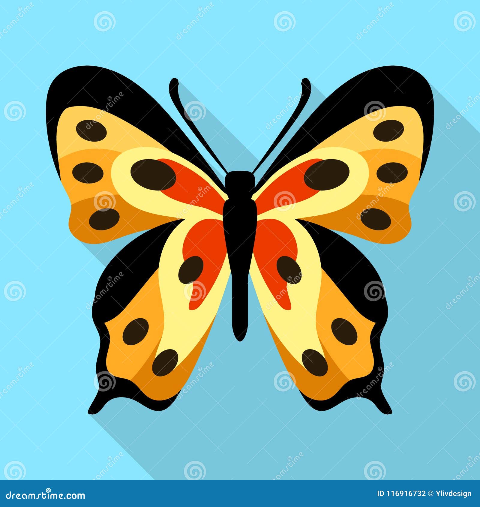 Icono De La Mariposa De Monarca, Estilo Plano Ilustración del Vector ...