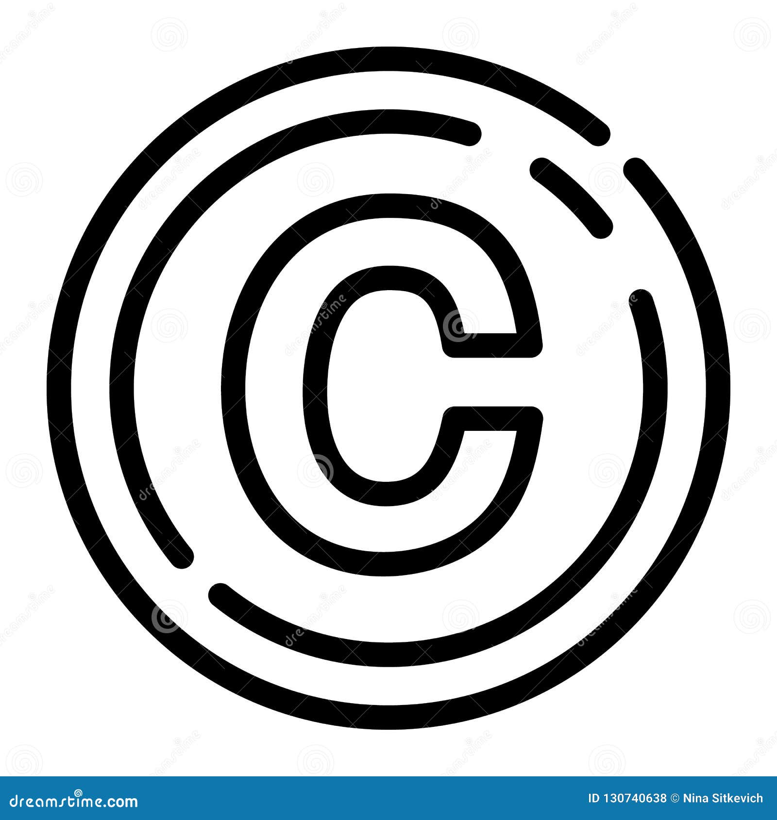 Icono De La Muestra De Copyright, Estilo Del Esquema Ilustración del ...