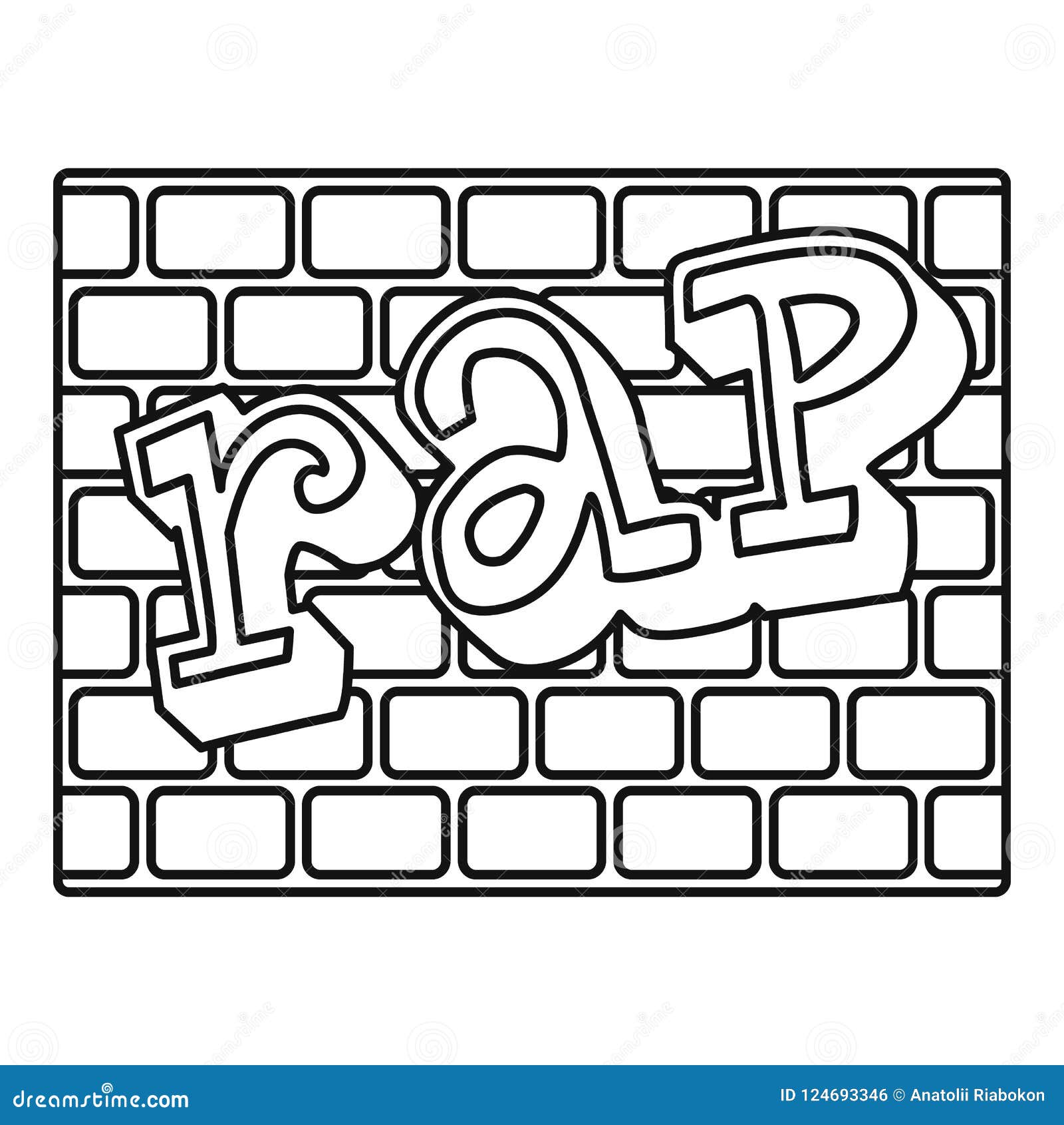 Icono De La Pared De Ladrillos Del Rap, Estilo Del Esquema Stock de ...