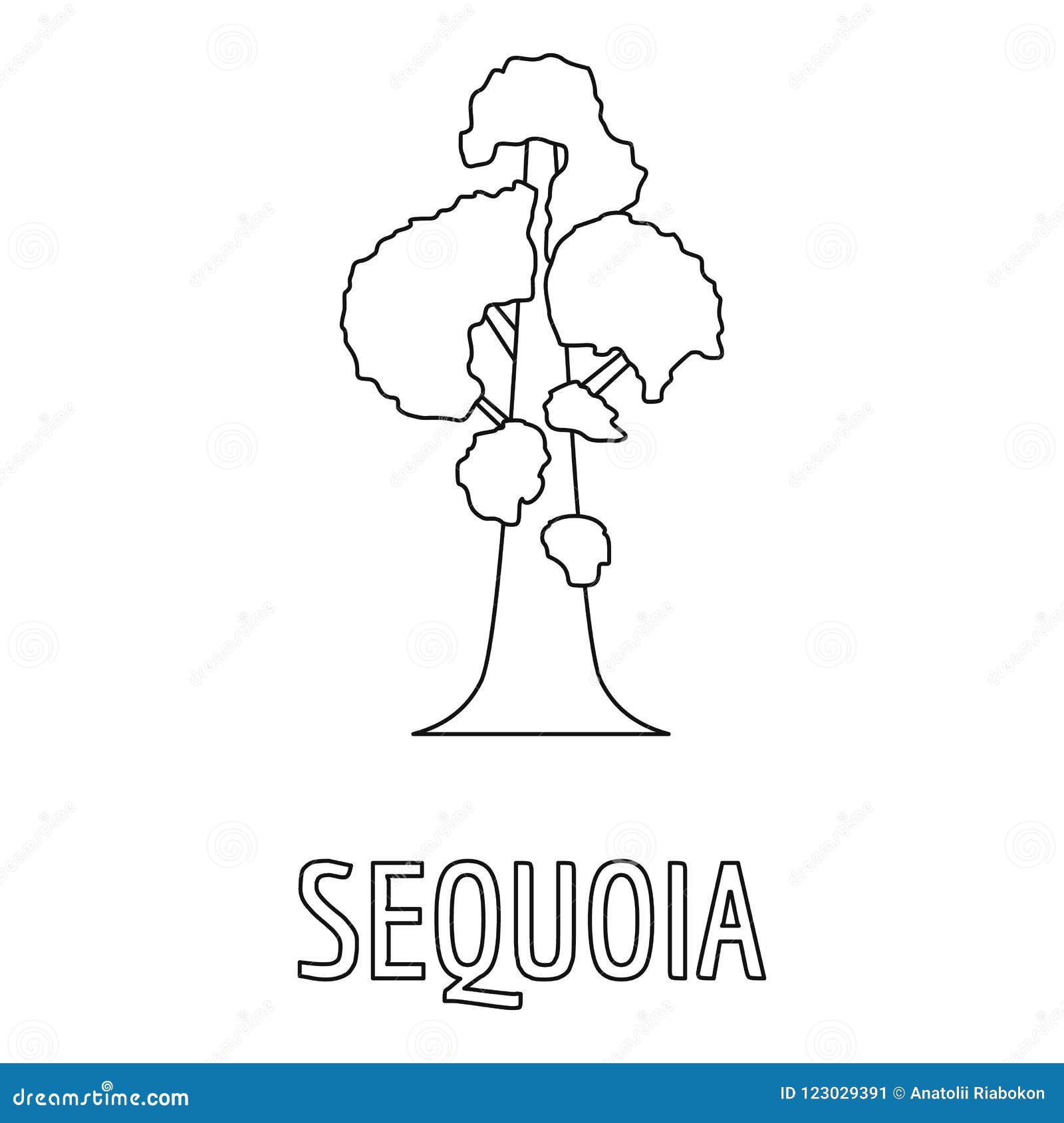 Icono De La Secoya, Estilo Del Esquema Stock de ilustración ...