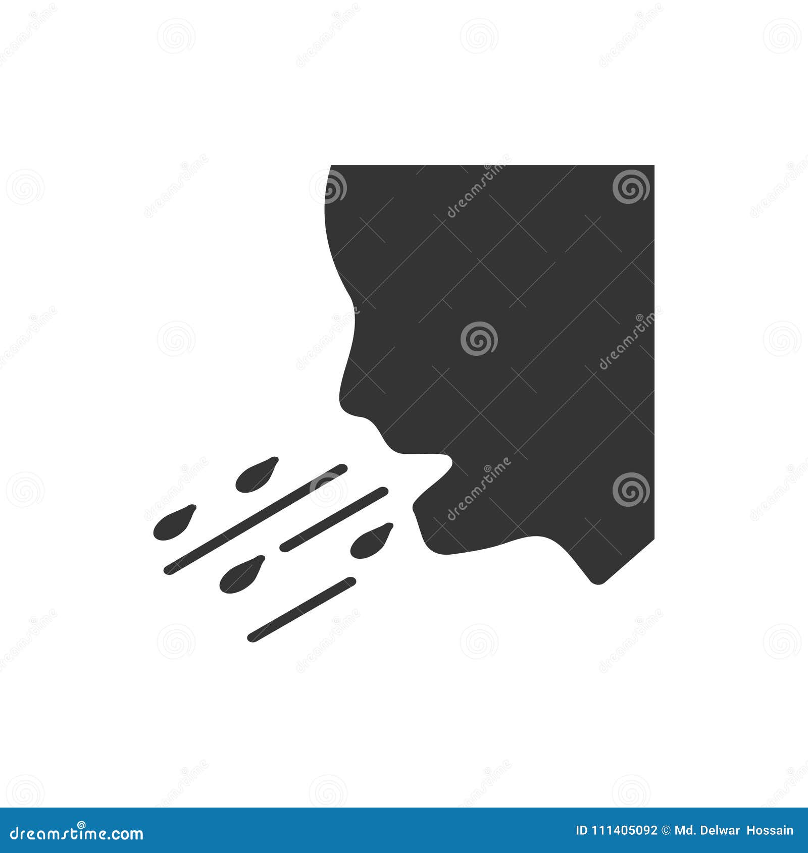 Icono de la tos ilustración del vector. Ilustración de vector - 111405092