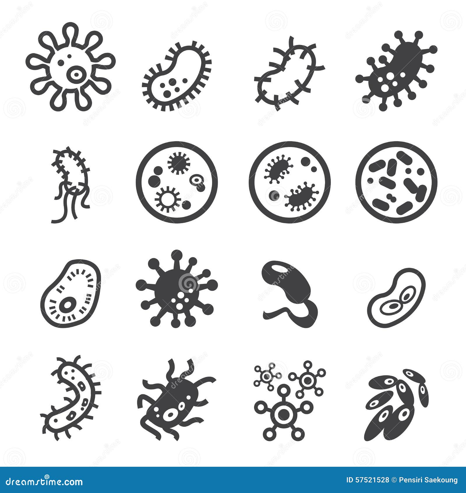 Icono de las bacterias ilustración del vector. Ilustración de negro ...