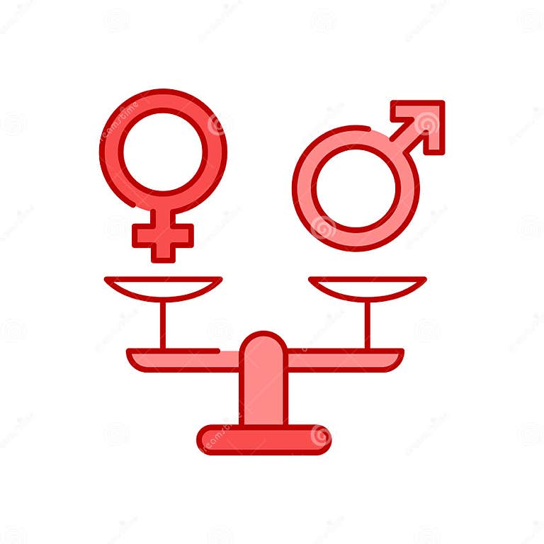 Icono De Línea De Color De Igualdad De Género Derechos De La Mujer
