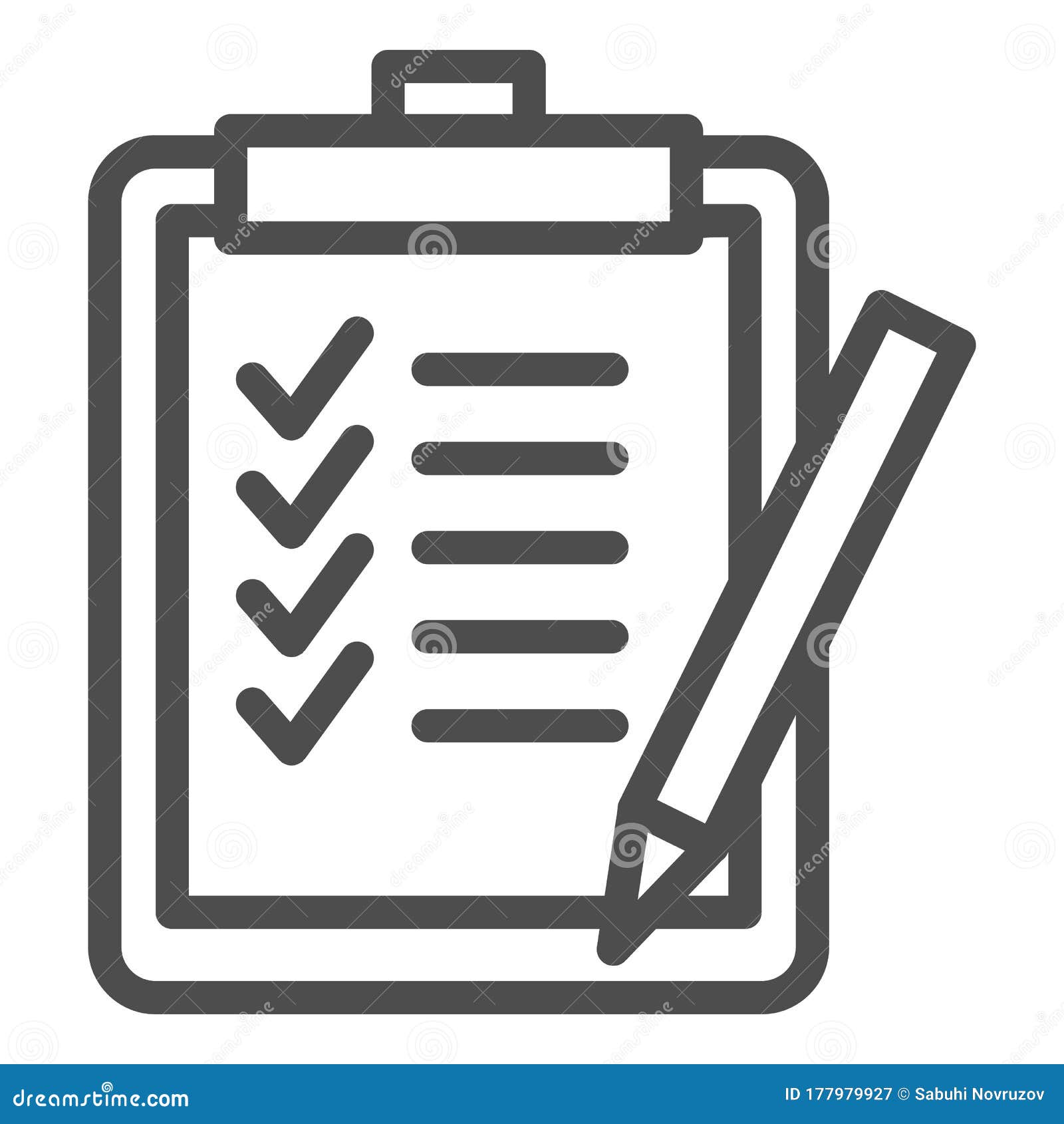Icono De Línea De Lista De Tareas Portapapeles Con Papel De Lista De