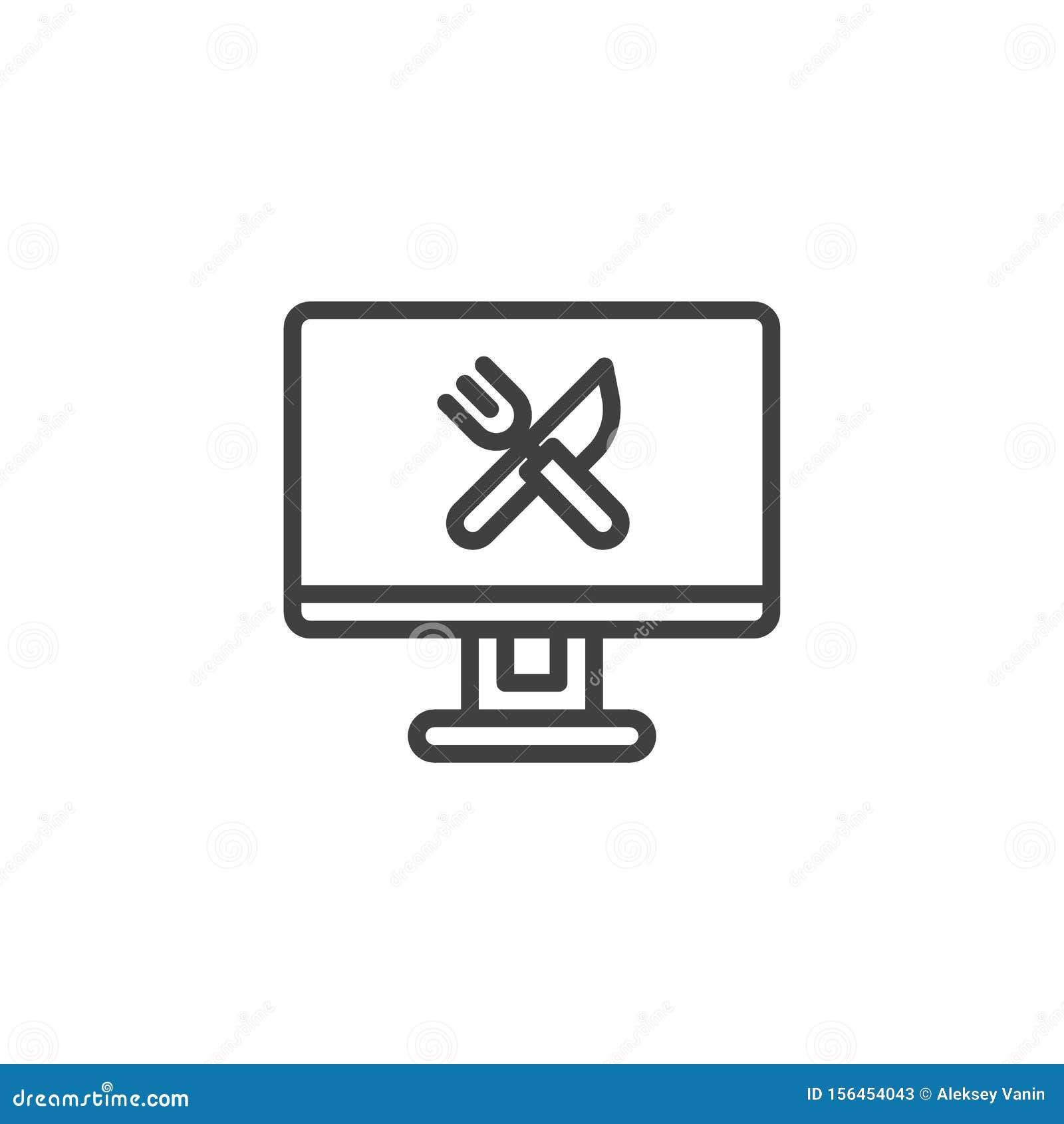 Icono De LÃ­nea De Pedido De Alimentos En LÃ­nea Ilustración del Vector - Ilustración de ...