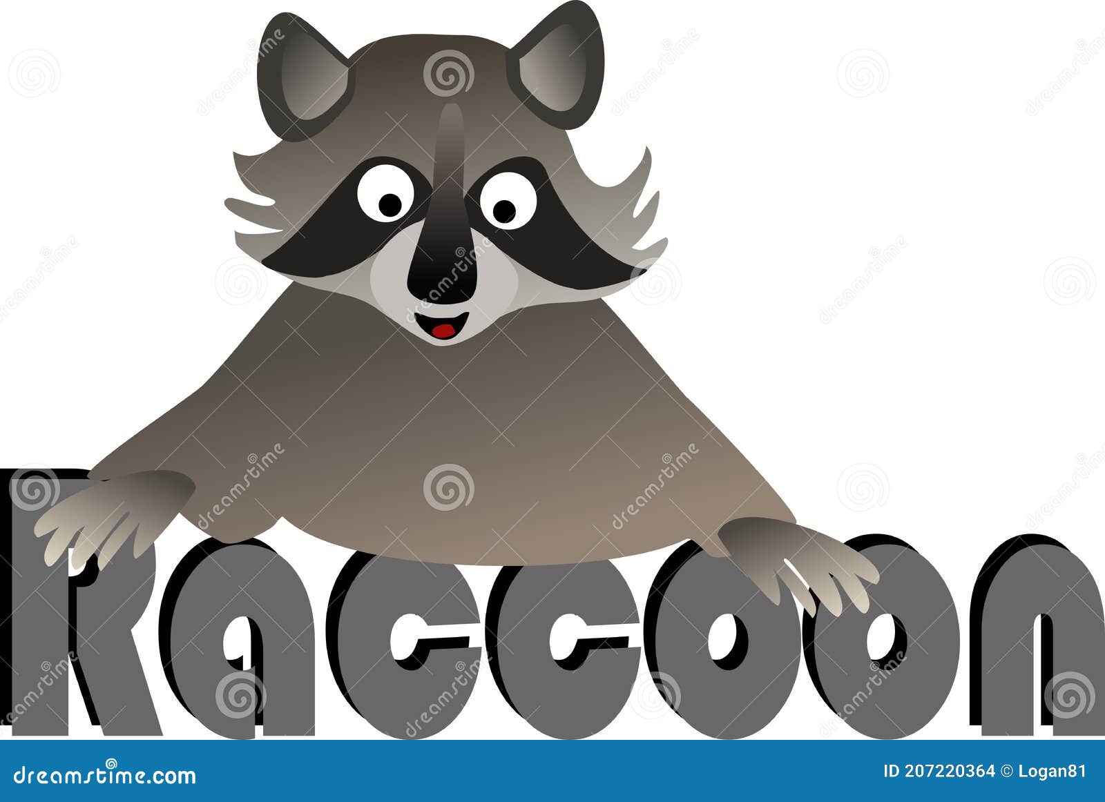 Icono De Mapache Con Texto Debajo Ilustración del Vector - Ilustración ...