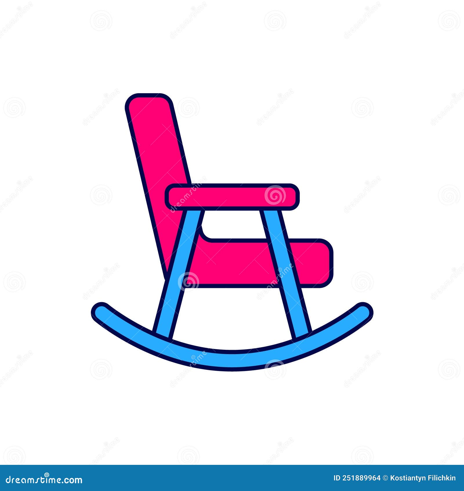 Icono De Mecedora De Esquema Relleno Aislado En Fondo Blanco. Vector ...