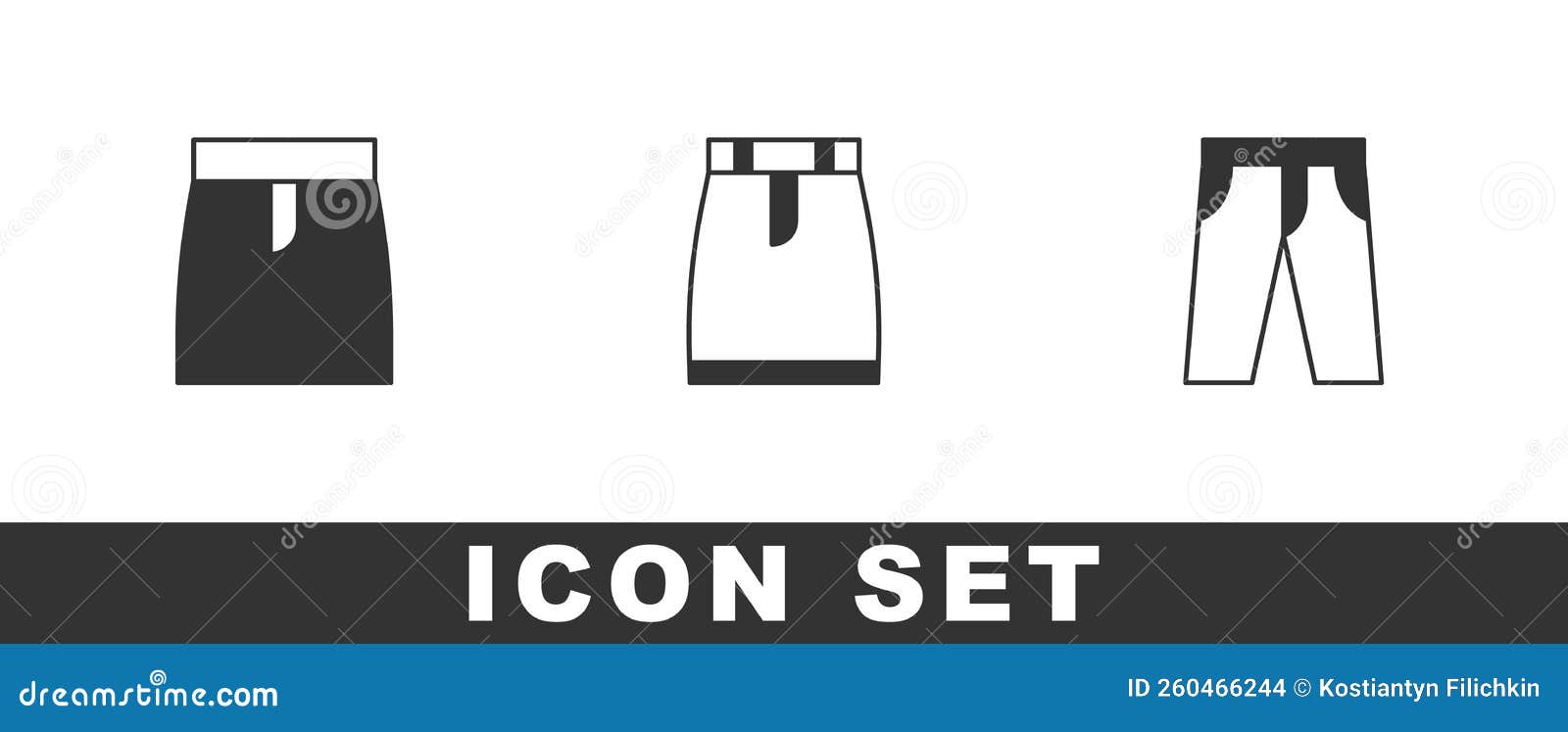 Icono De Minifalda Y Pantalones. Vector Stock de ilustración - Ilustración de ropas, gris: 260466244