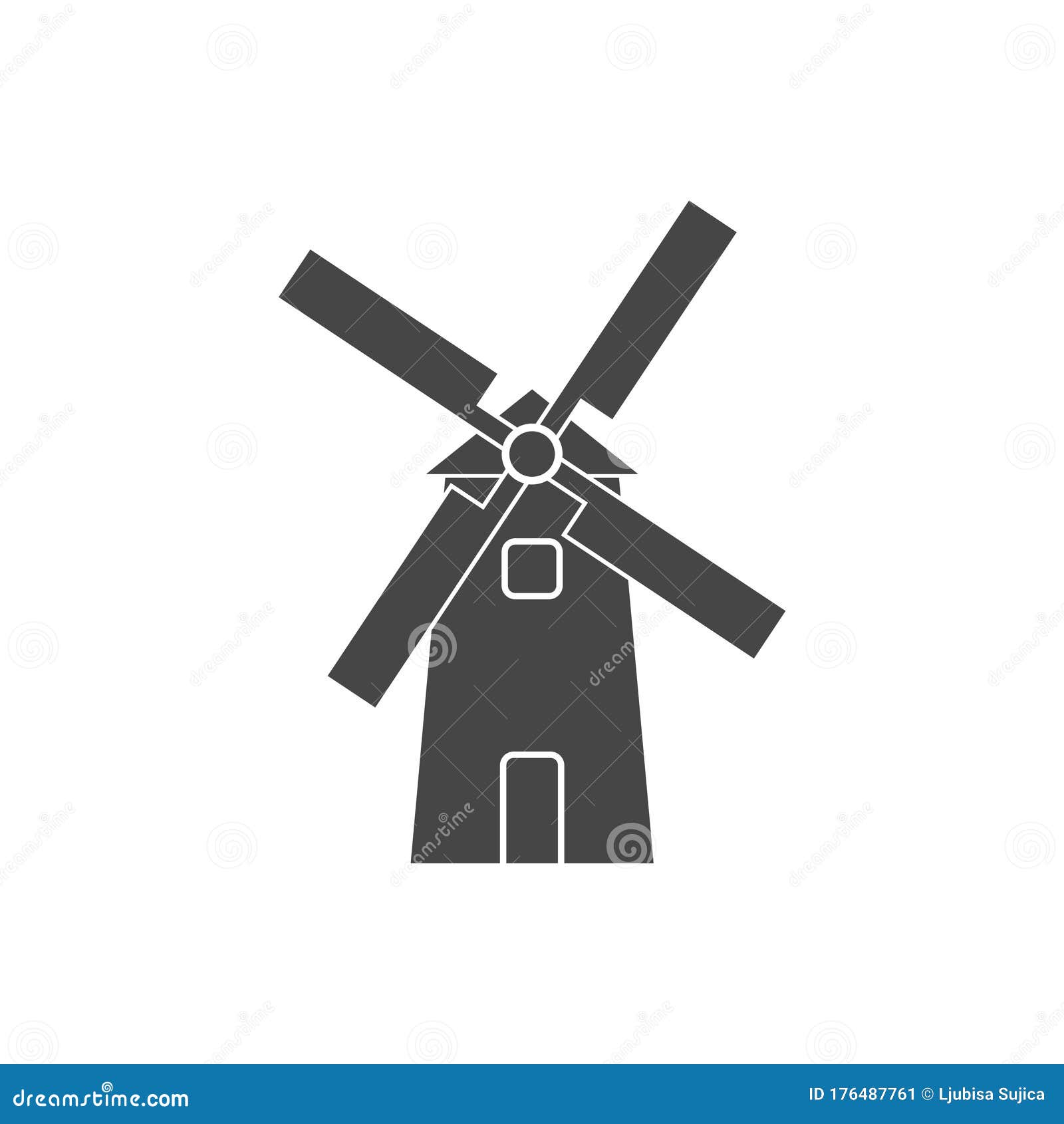 Icono De Molino De Viento Vector Silueta Negra Ilustración del Vector ...