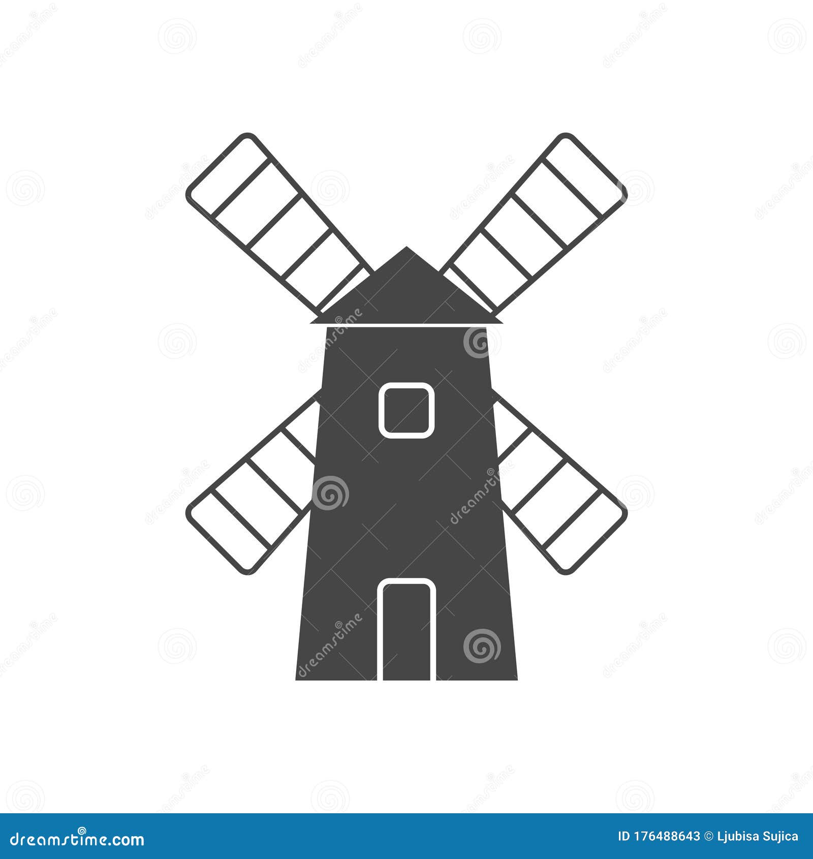 Icono De Molino De Viento Vector Silueta Negra Stock de ilustración ...