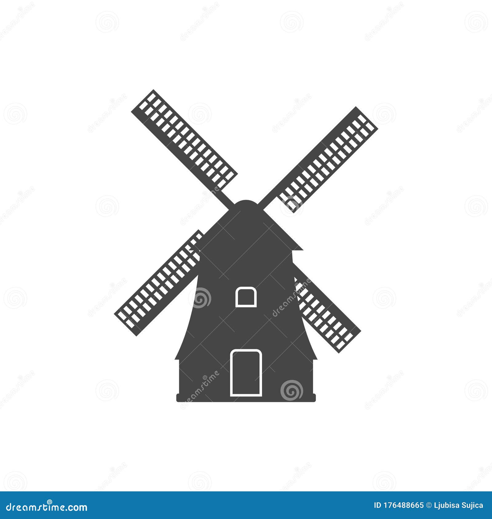 Icono De Molino De Viento Vector Silueta Negra Stock de ilustración ...
