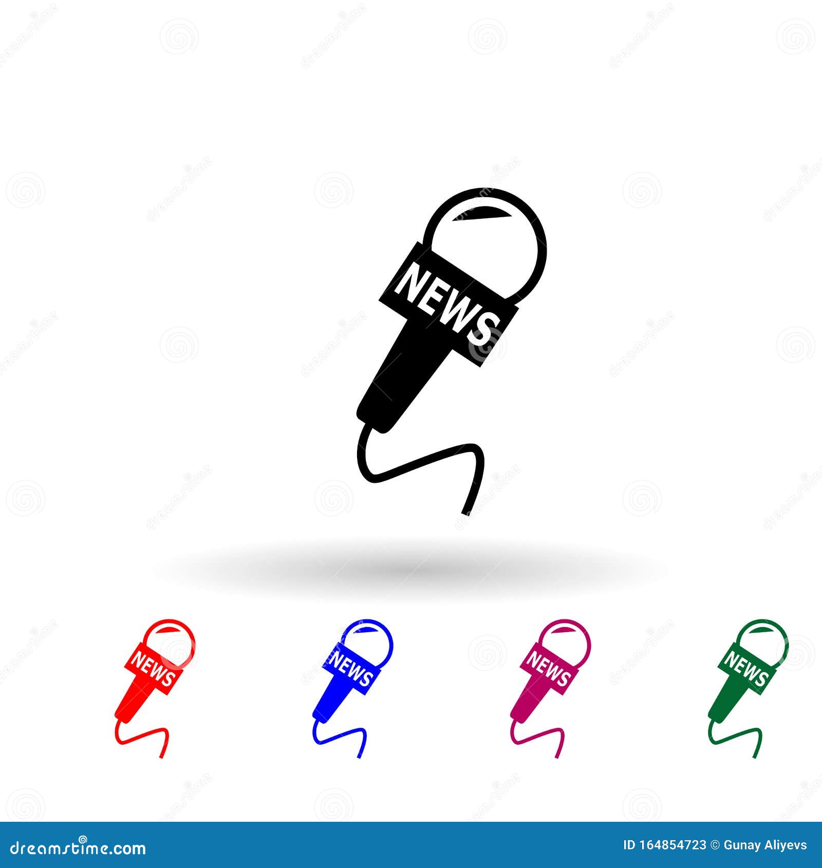 Icono De Multicolor De Micrófono De Noticias Glifo Simple Vector Plano