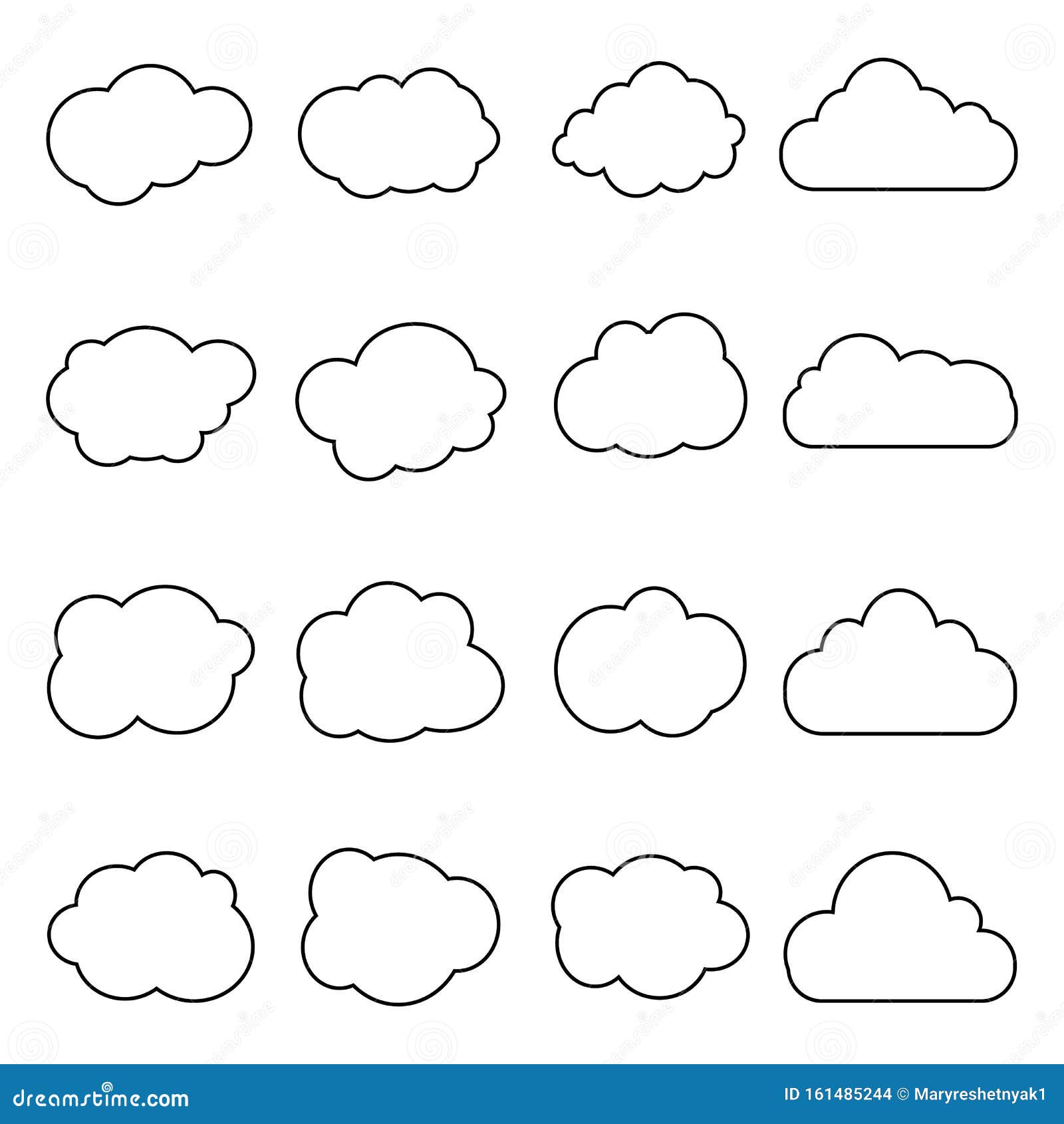 Icono De Nube En Estilo De Línea Conjunto De Nubes De Arte En Forma ... Icono De Nube En Estilo De Línea Conjunto De Nubes De Arte En Forma ...