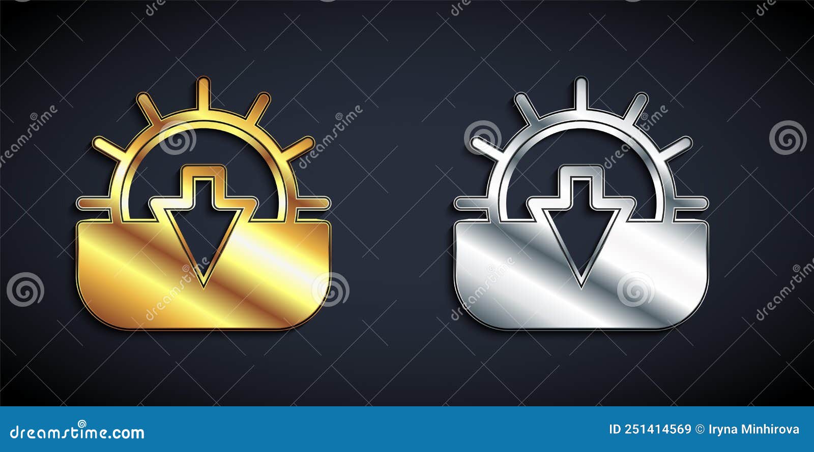Icono De Puesta De Sol De Oro Y Plata Aislado En Fondo Negro. Estilo De ... Icono De Puesta De Sol De Oro Y Plata Aislado En Fondo Negro. Estilo De ...
